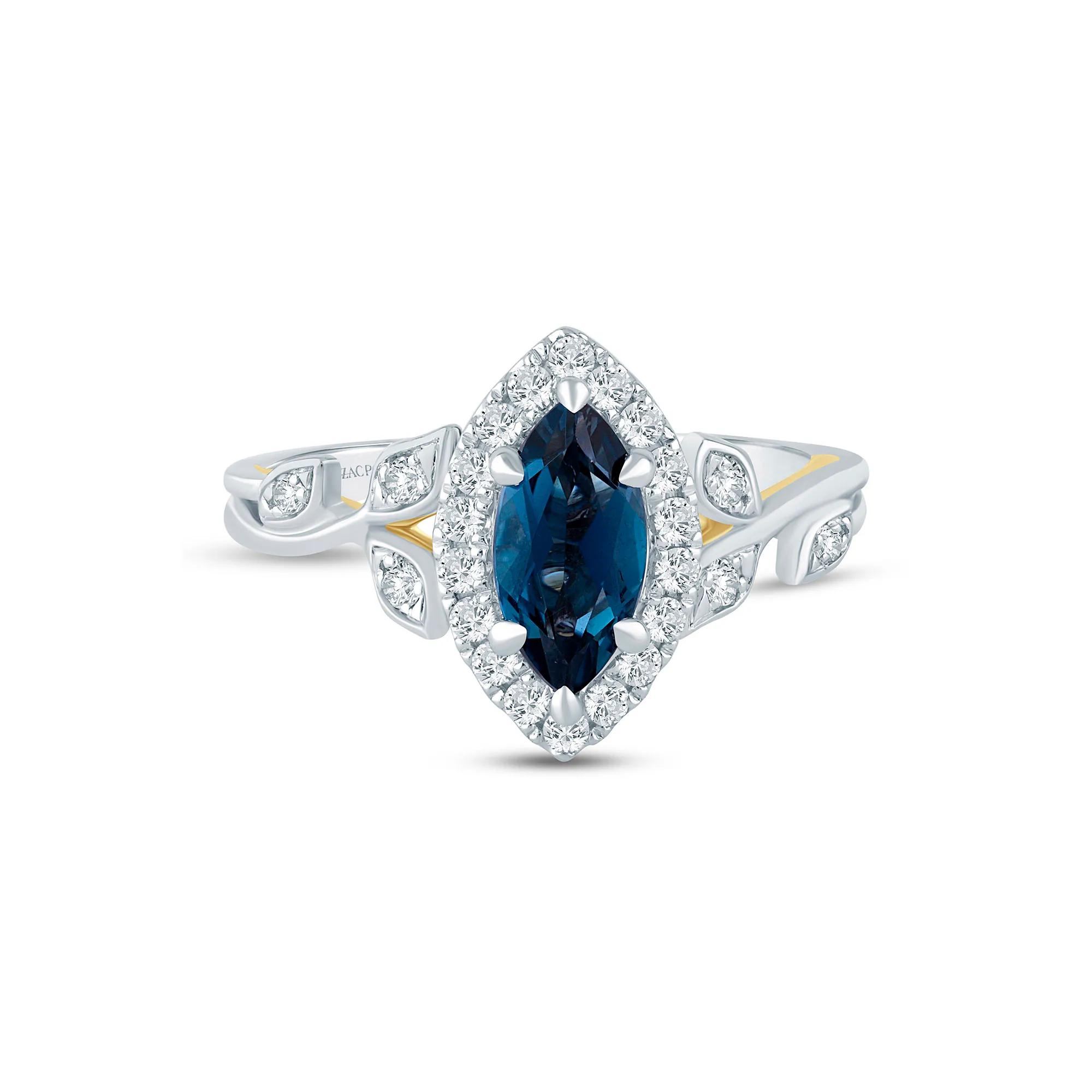 Zac Posen Bailey London Blue Topaz and Lab Grown Diamond Engagement Ring