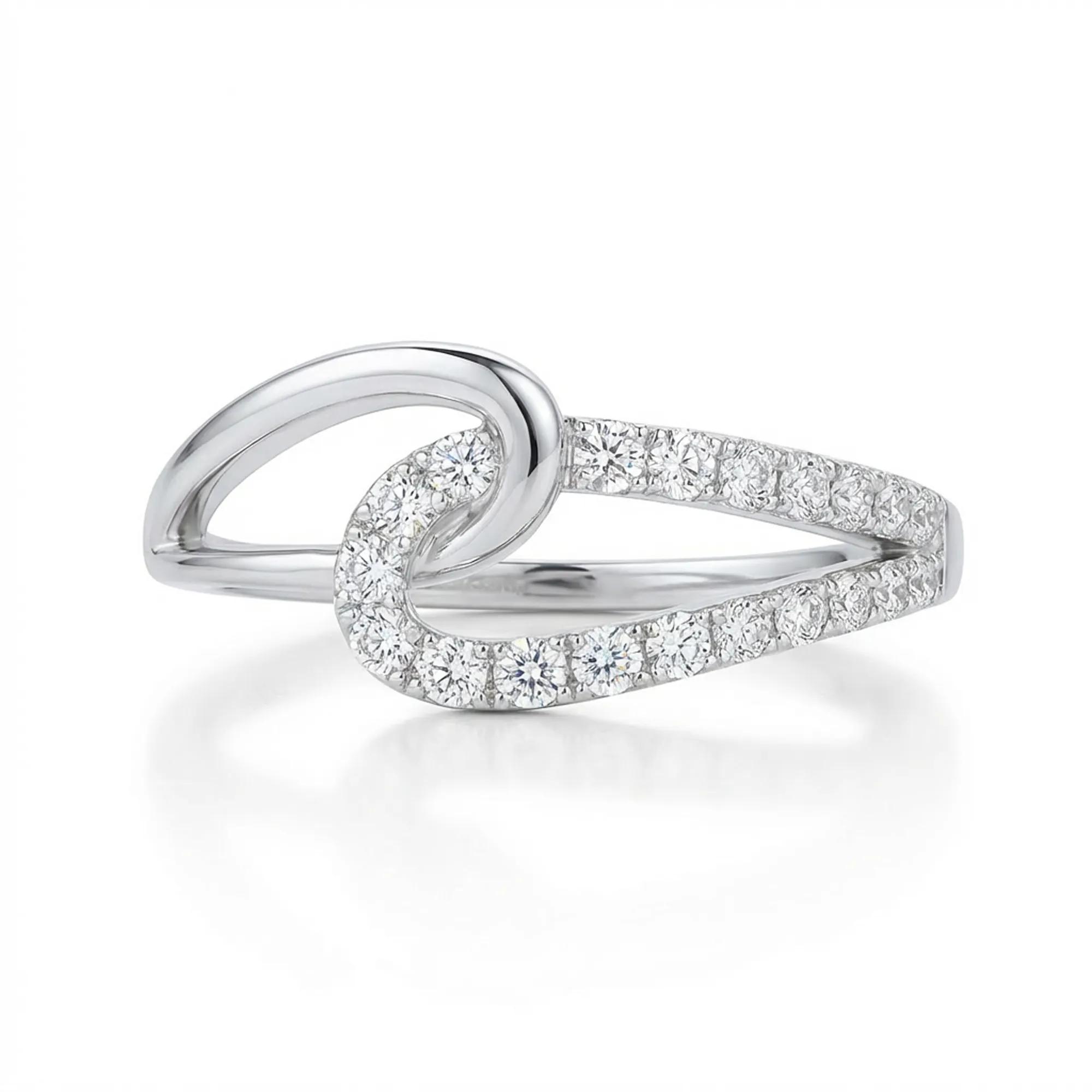 Diamond Interlocking Ring in Sterling Silver