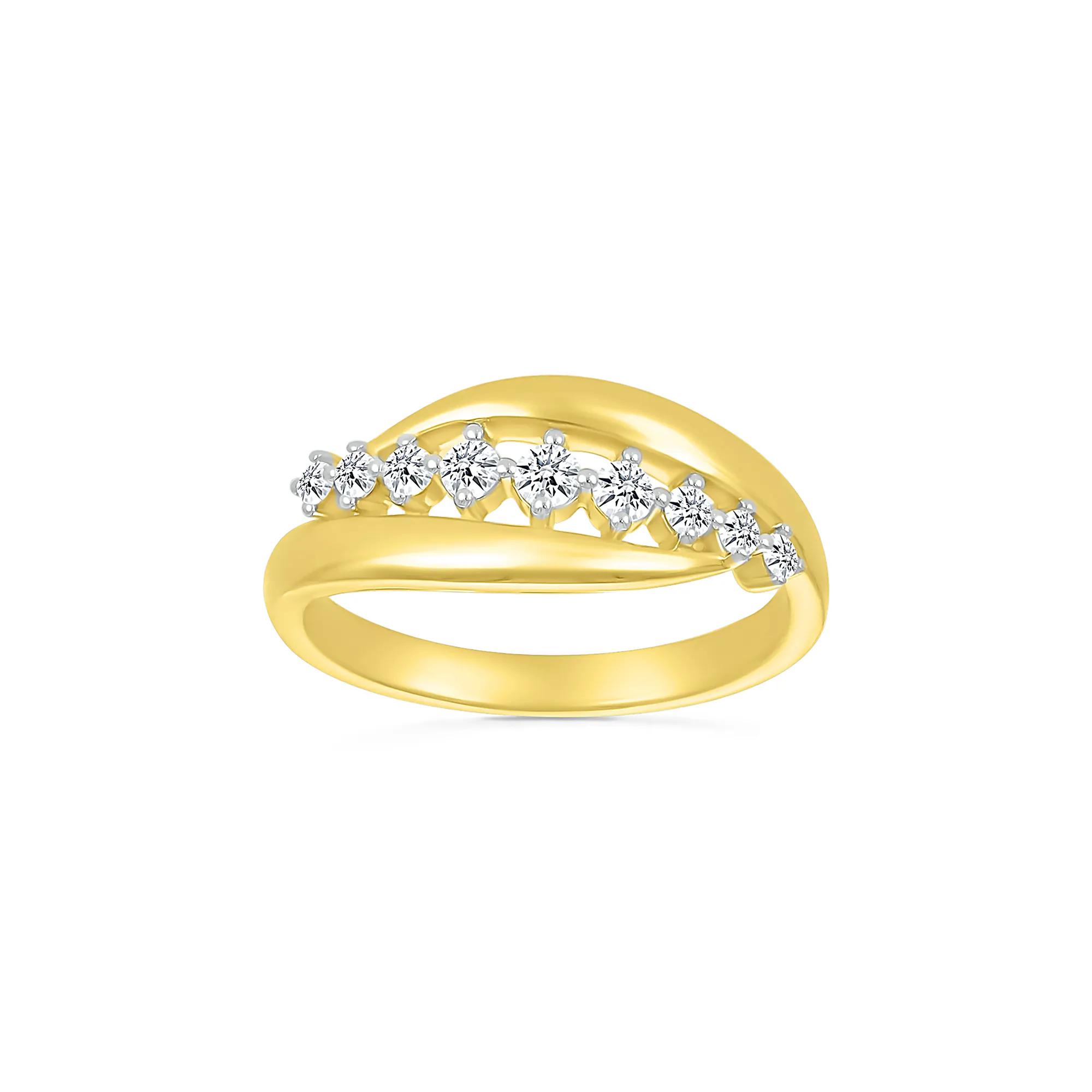 Diamond Slant Ring in 10K Yellow Gold