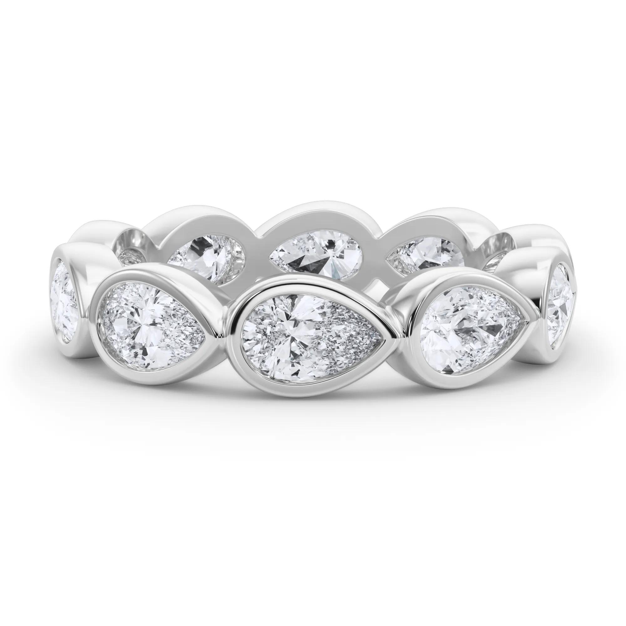 Diamond Bezel Pear-Cut Eternity Band in 14K Gold