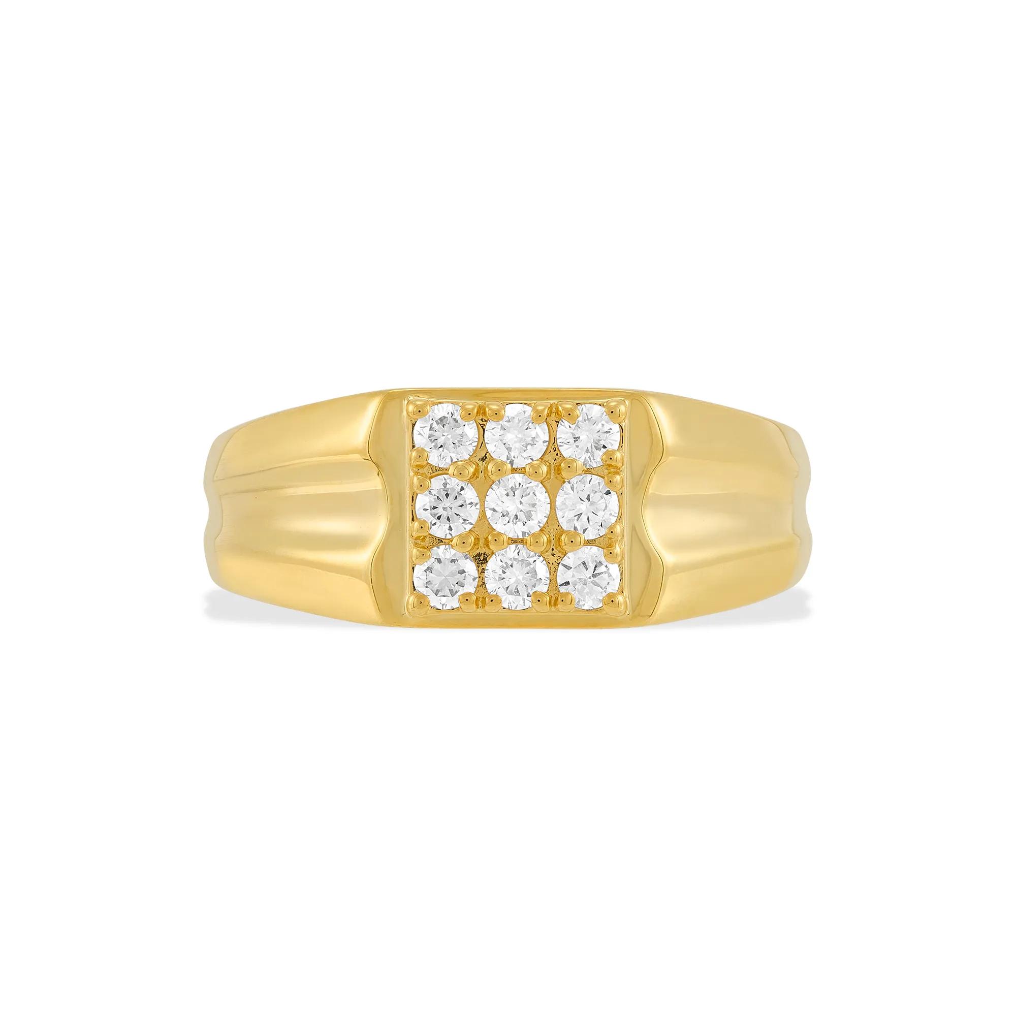 Men's Diamond Cluster Ring in 10K Yellow Gold