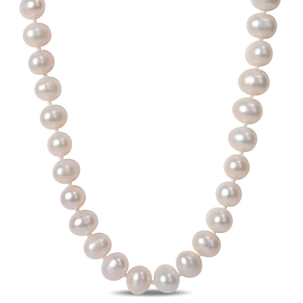 Cultured Freshwater Pearl Necklace in Sterling Silver, 24”