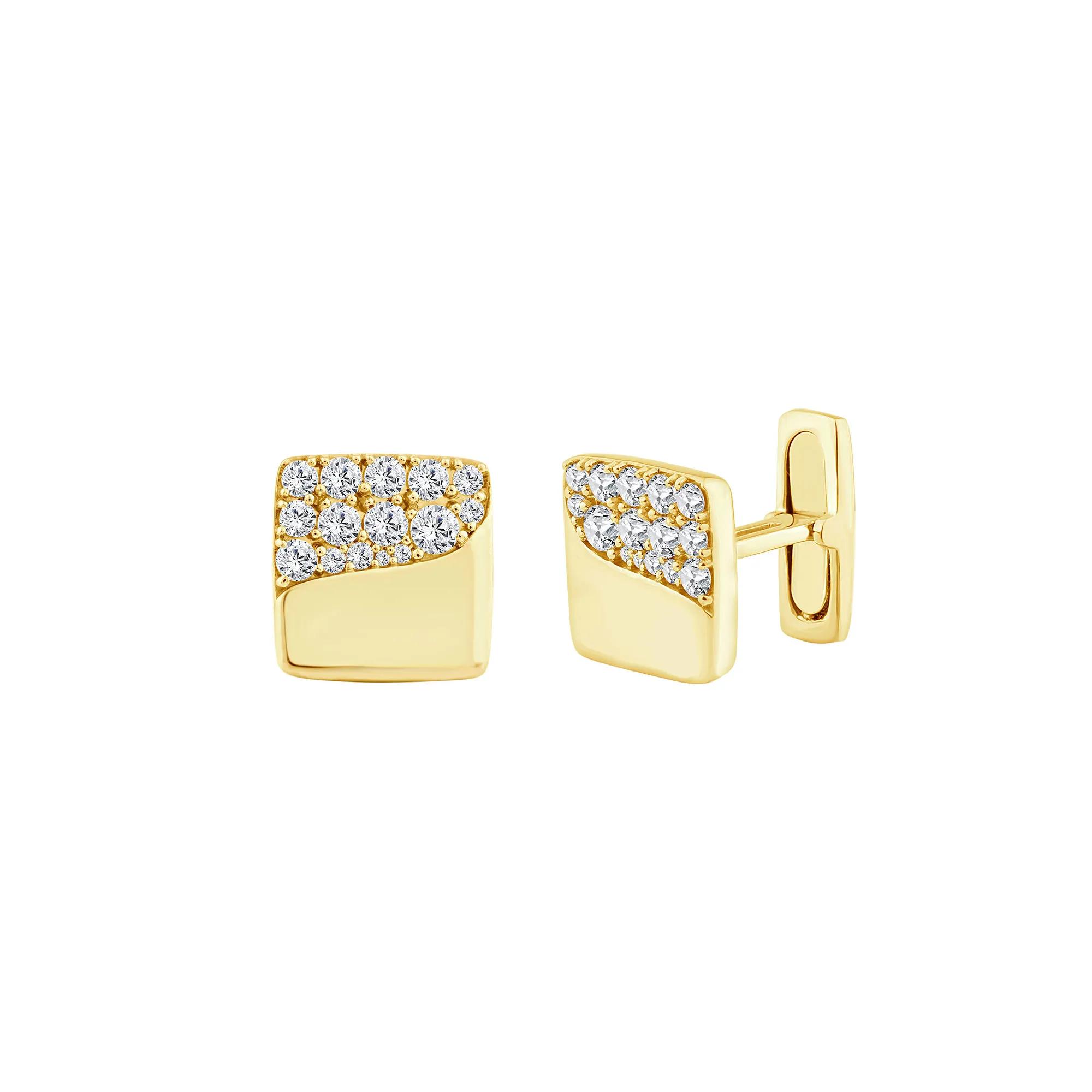 Men's Lab Grown Diamond Cufflinks in Gold Vermeil