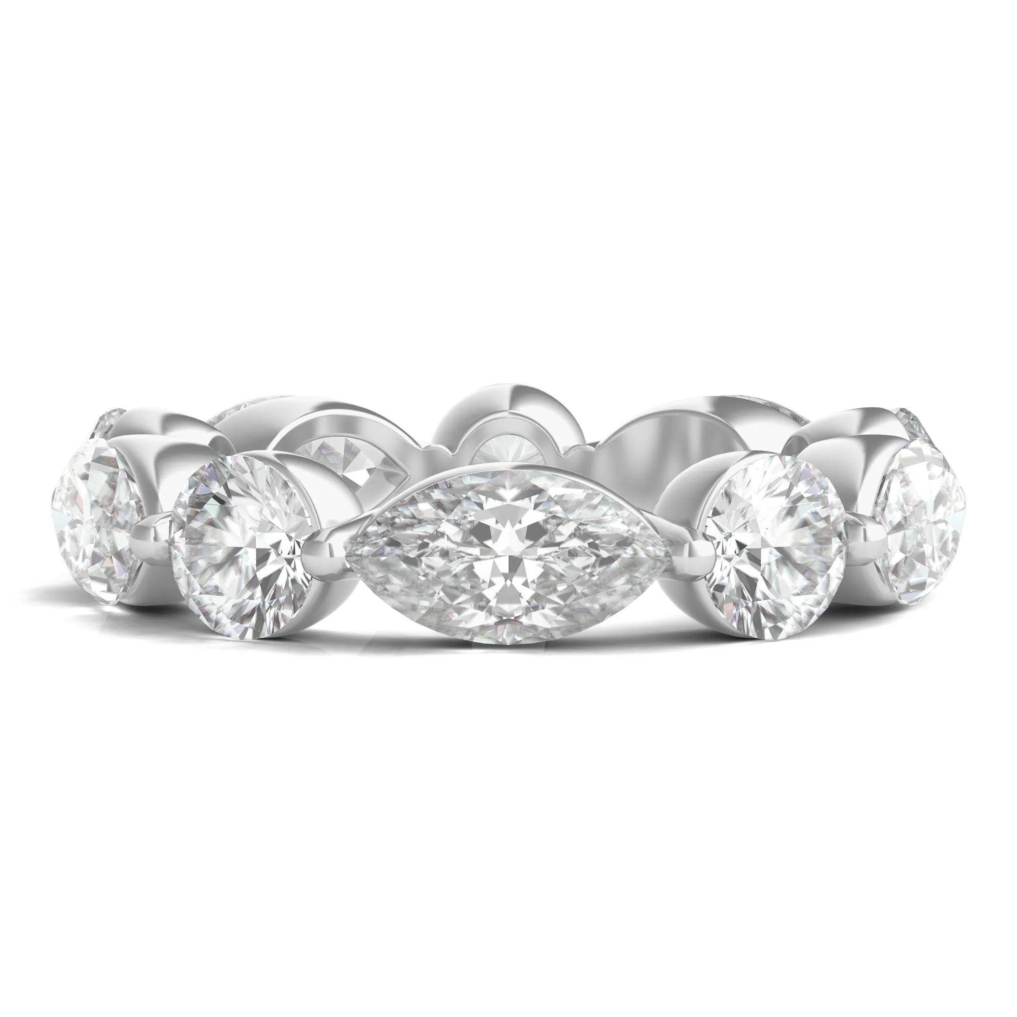 Round and Marquise-Cut Diamond Eternity Band in 14k Gold (5 ct. tw.)