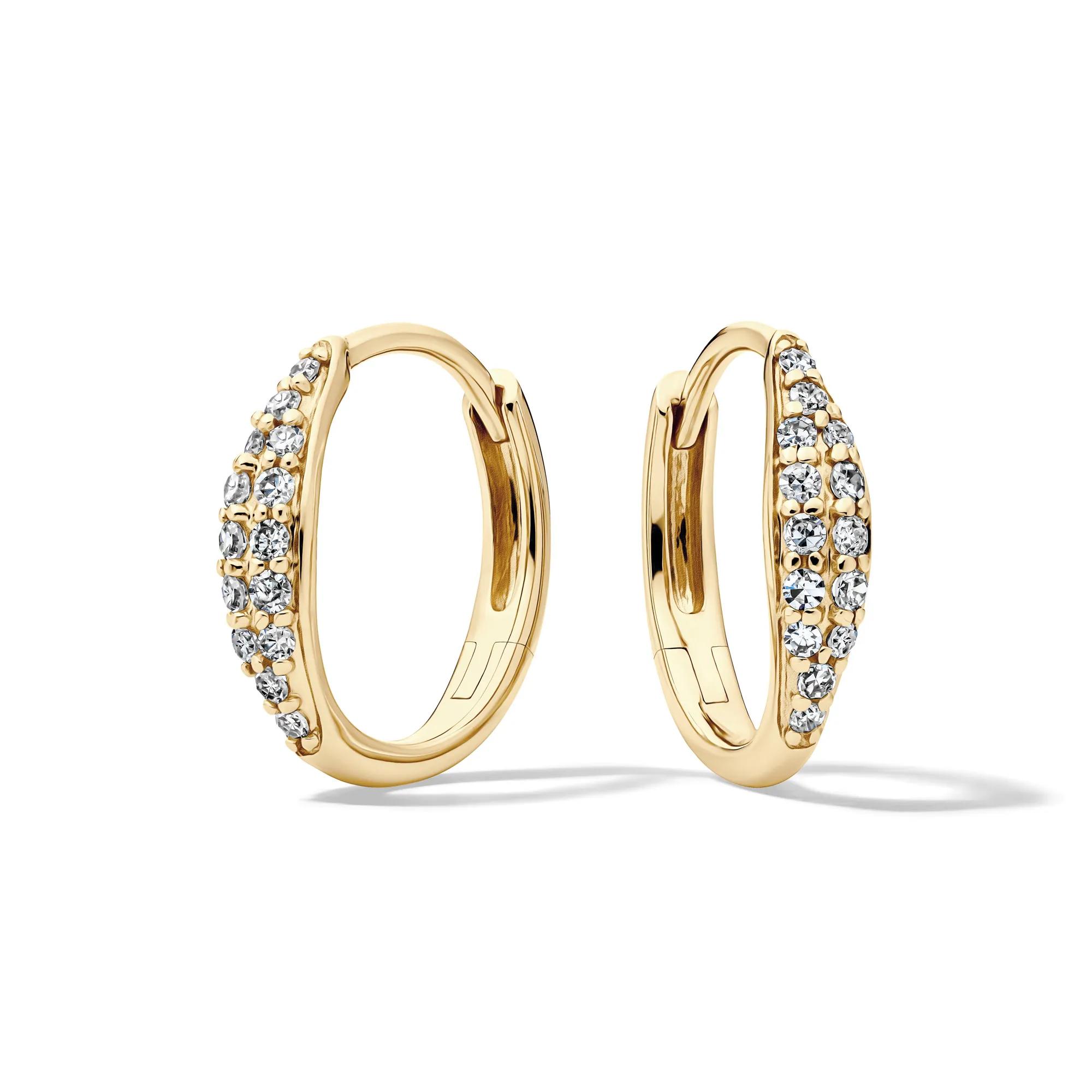 Diamond Pavé Huggie Hoop Earrings in 10K Gold