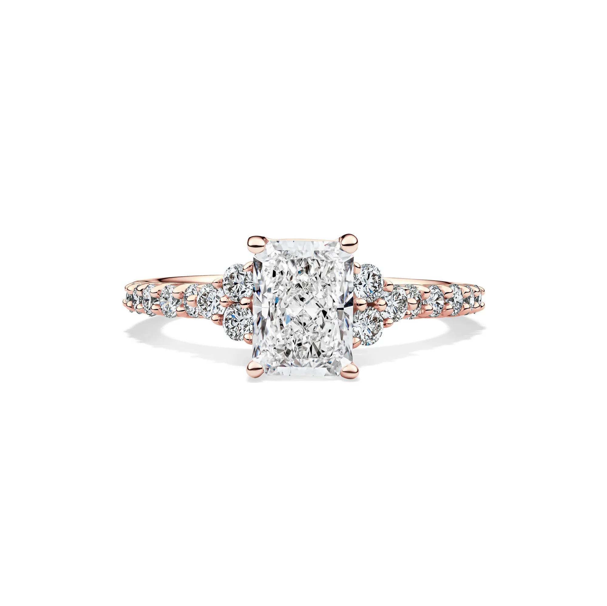 Helzberg Lab Grown Diamonds Radiant-Cut Engagement Ring in 14K Gold (2 ...