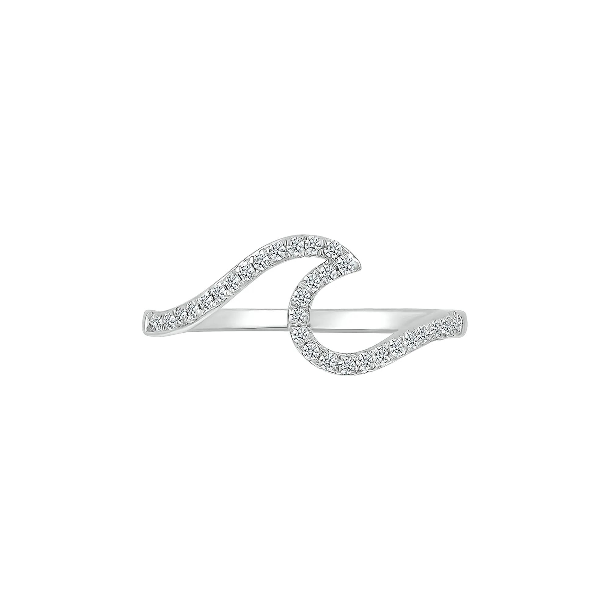 Diamond Wave Ring in Sterling Silver