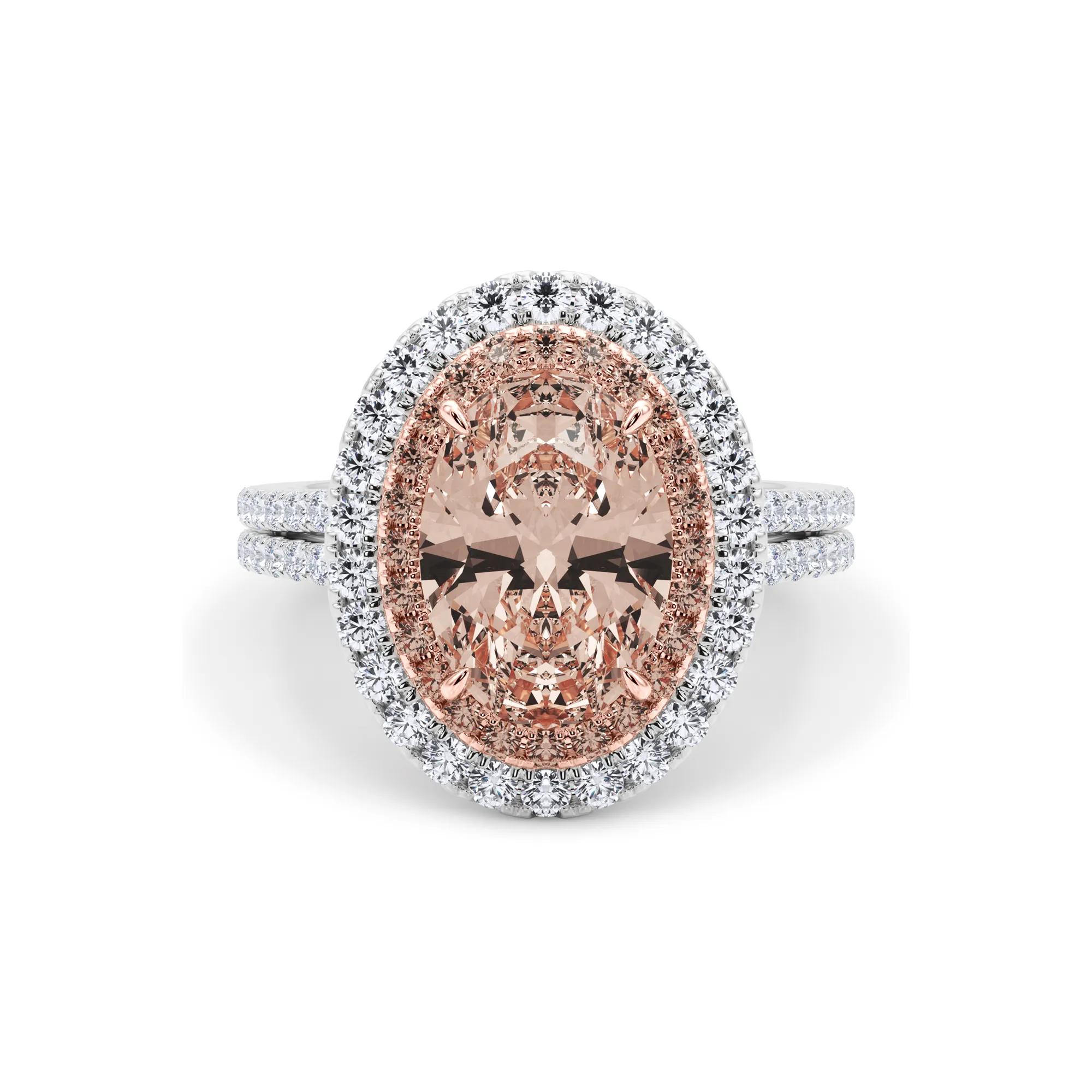 Helzberg Lab Grown Diamonds Pink Diamond Halo Engagement Ring in 14K ...