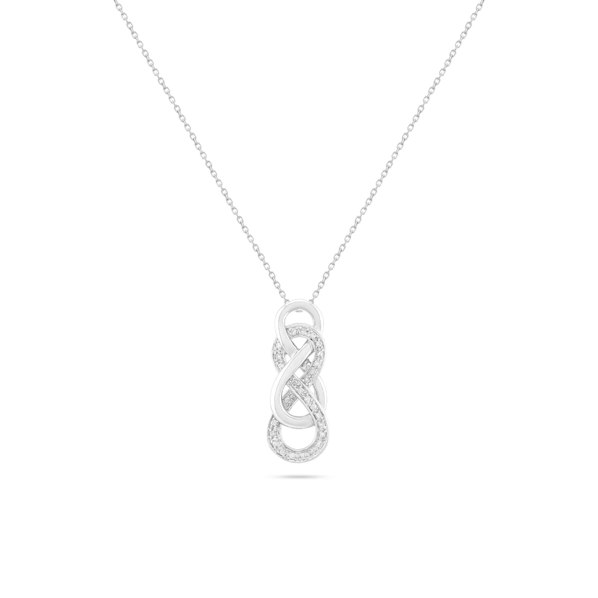 Diamond Double Infinity Pendant Necklace in Sterling Silver