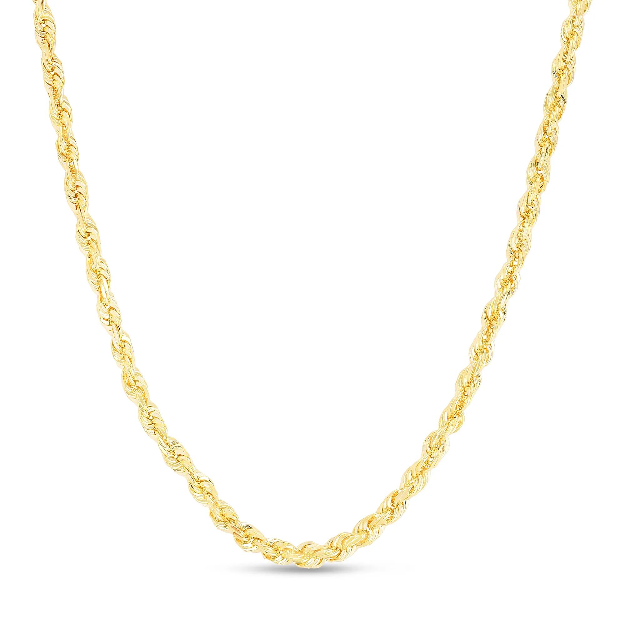 Diamond-Cut Solid Rope Chain in 14K Yellow Gold