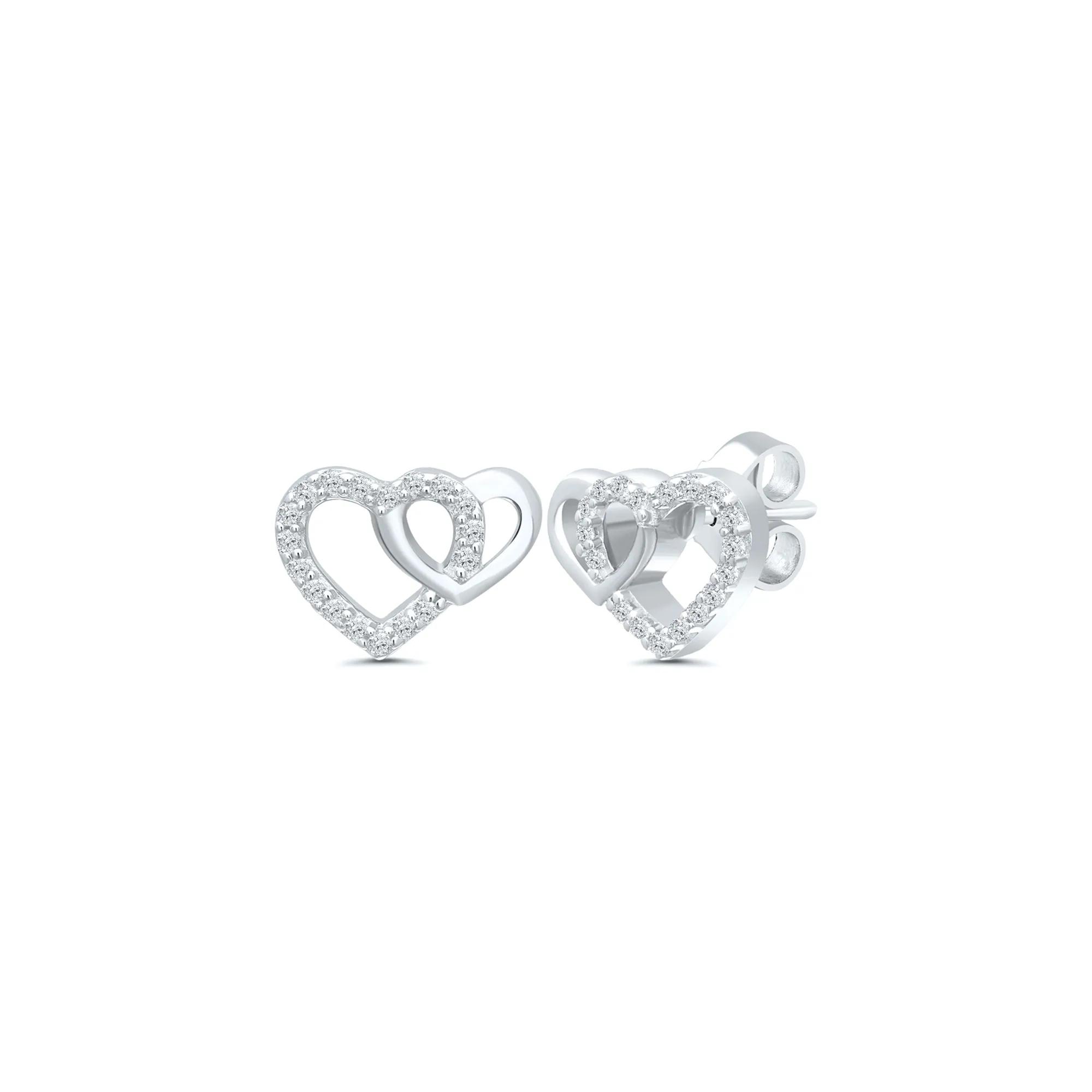 Diamond Interlocking Heart Earrings in Sterling Silver (1/10 ct. tw.)