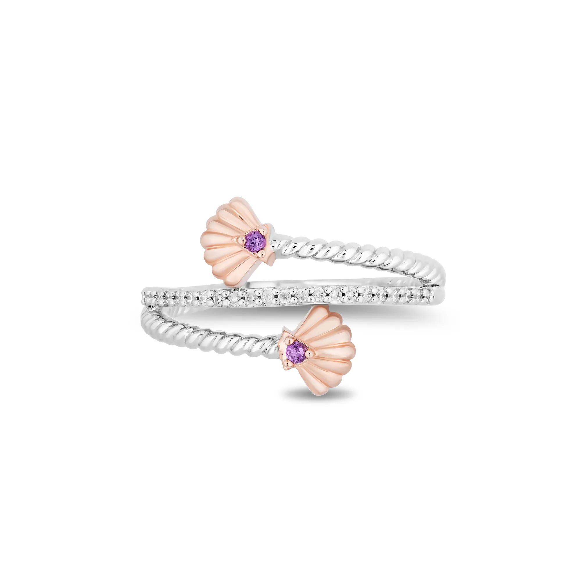 Enchanted Disney® Ariel Shell Diamond and Amethyst Wrap Ring