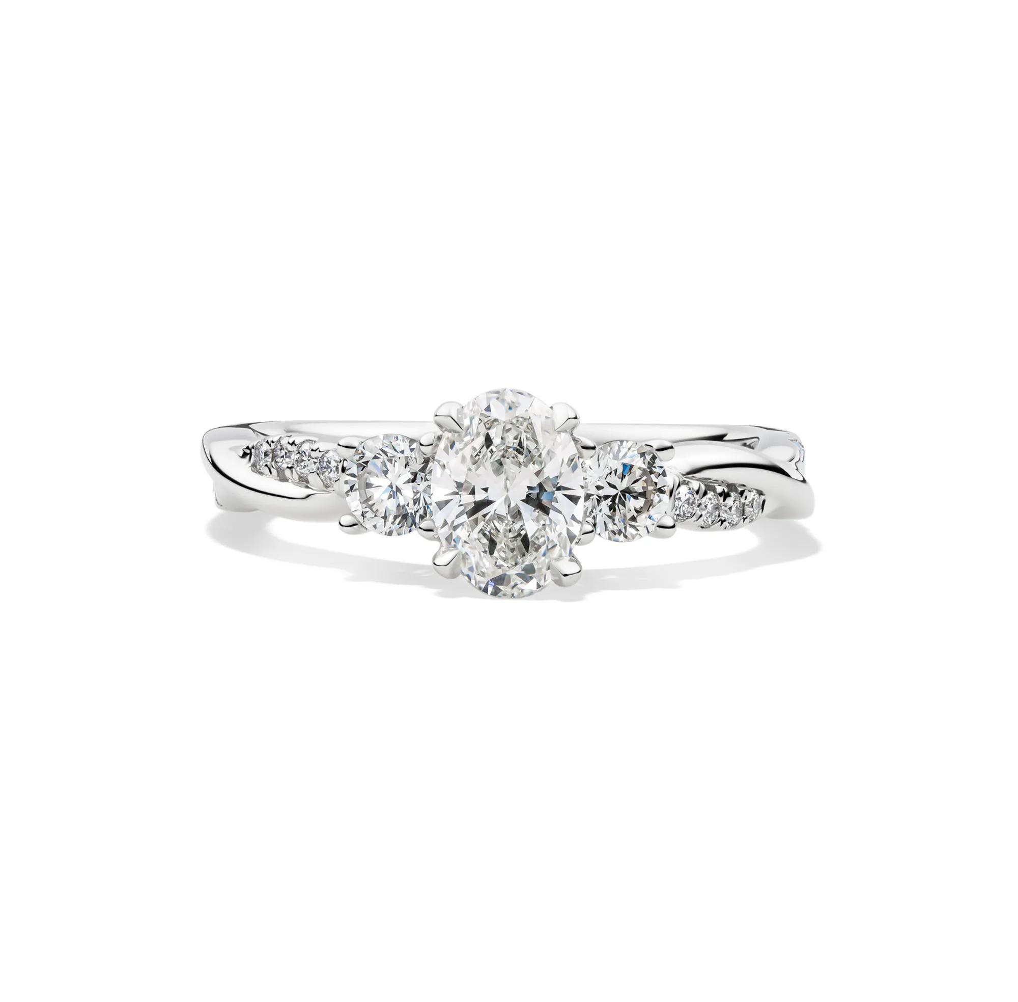 Helzberg Signature Oval-Shaped Diamond Engagement Ring in 14K White Gold