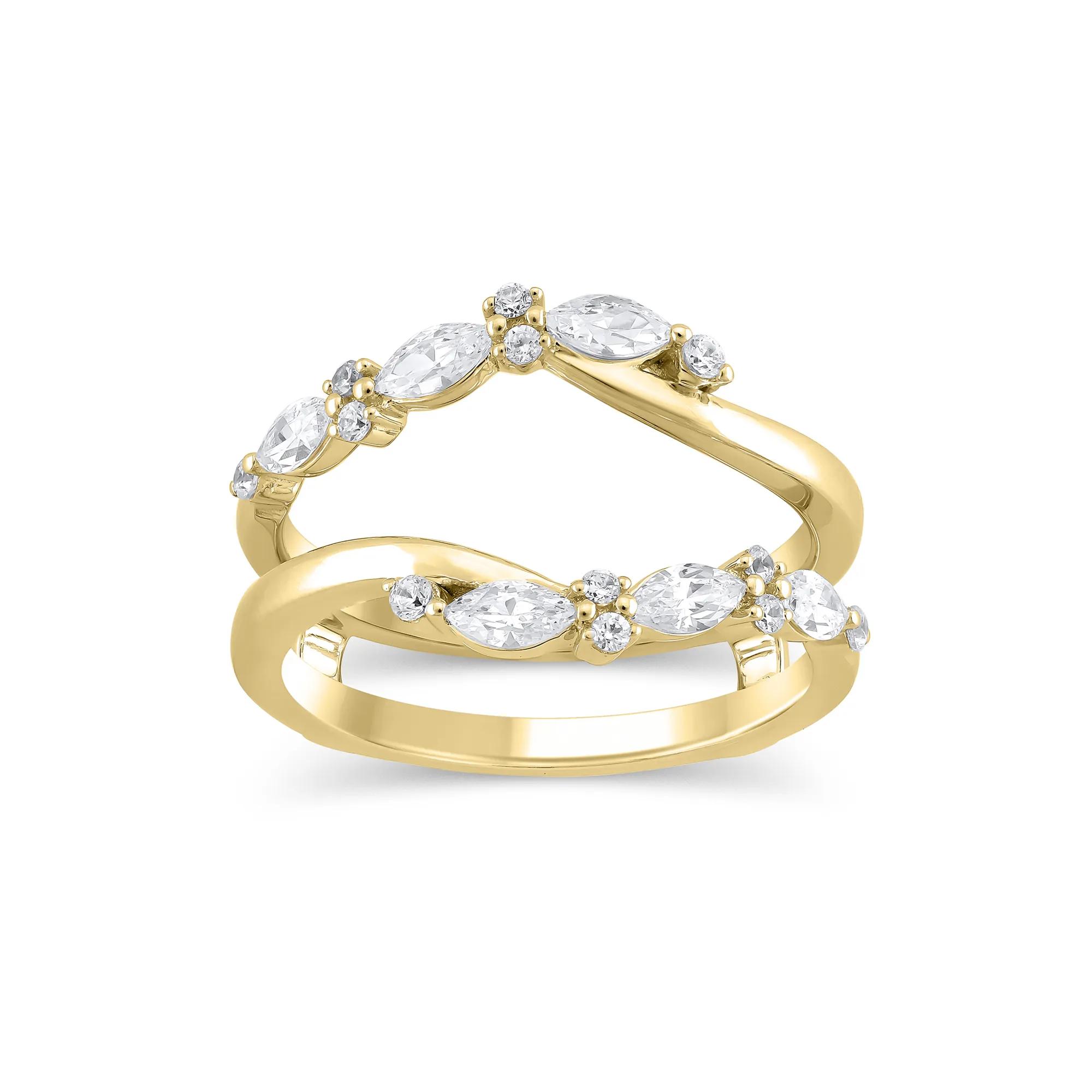 Lab Grown Marquise and Round Diamond Insert Ring in 14K Yellow Gold (3/ ...