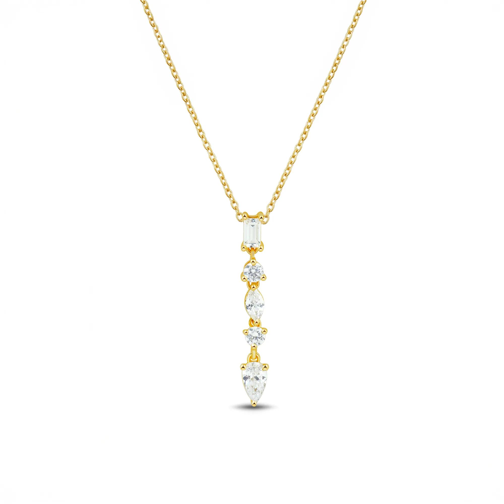 14K Gold Lab Grown Diamond Drop Pendant | Exquisite Gemstone Necklace
