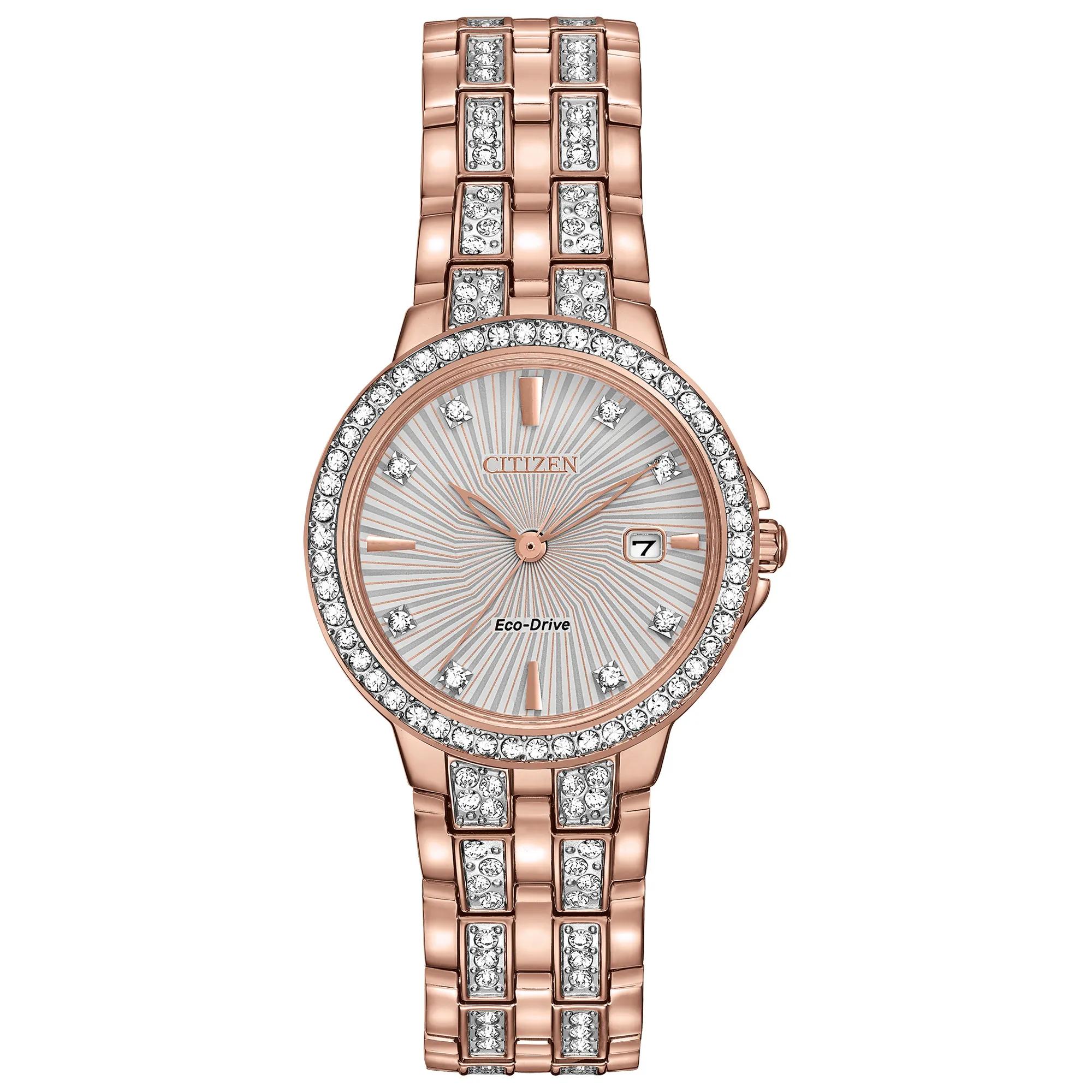 Citizen® Ladies' Silhouette Crystal Watch in Rose Gold-Tone Stainless ...