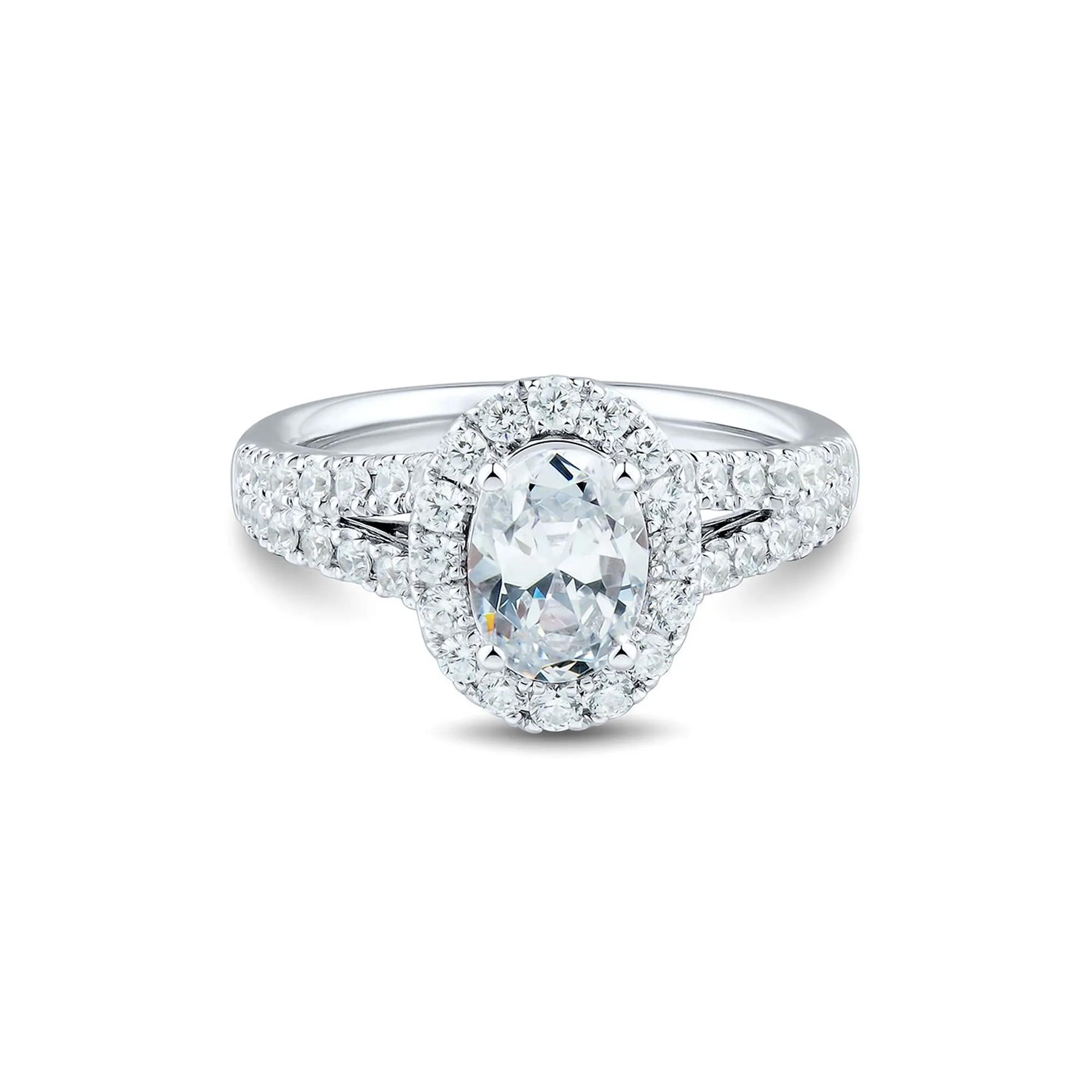 Helzberg Lab Grown Diamonds 2 ct. tw. Lab Grown Diamond Halo Engagement ...
