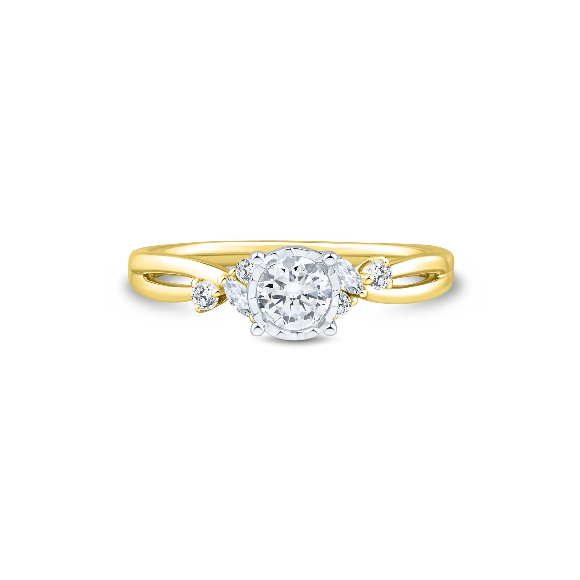 Lab Grown Diamond Promise Ring in 10K Yellow and White Gold