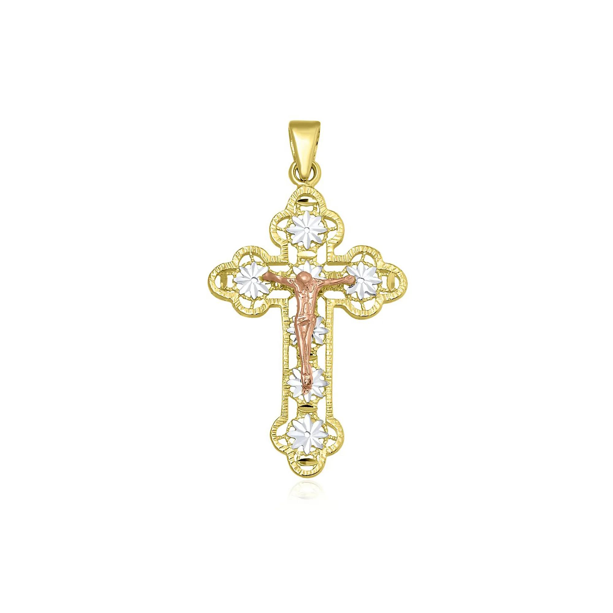 Tricolor Crucifix in 14K Gold | Helzberg