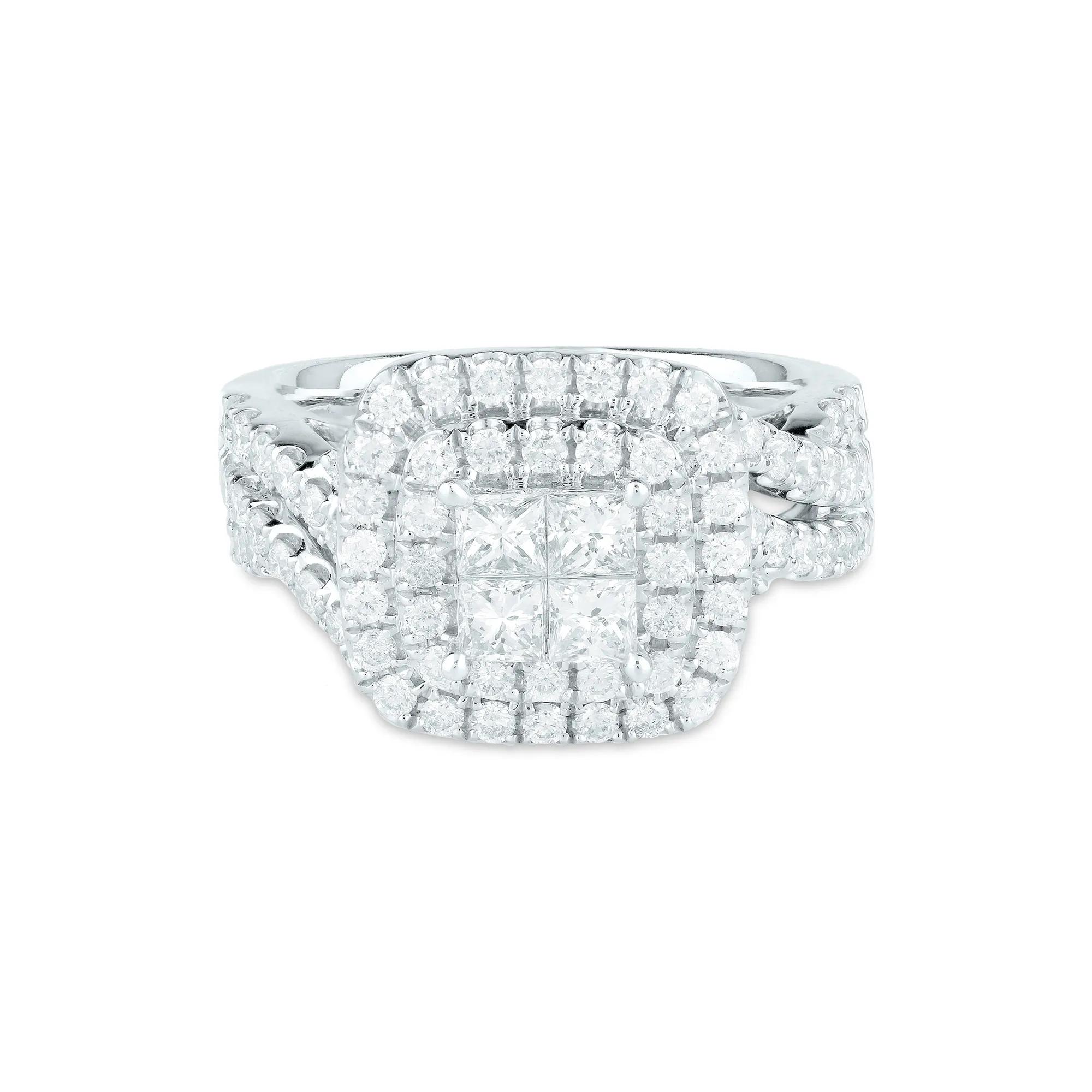 Composite Diamond Engagement Ring in 14K White Gold