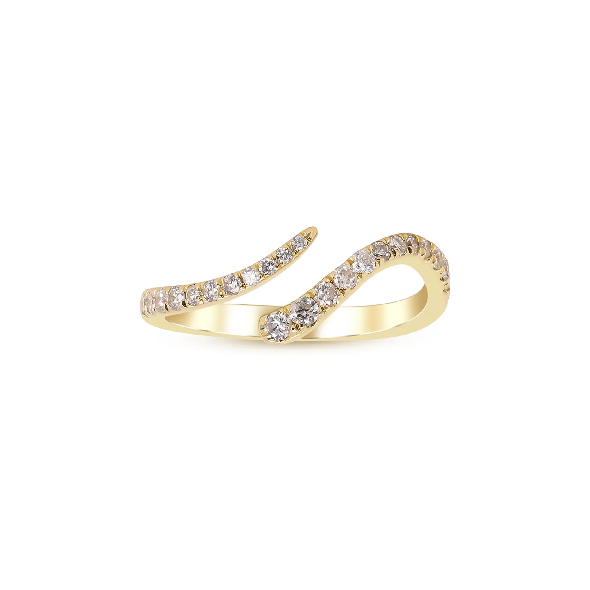 Open Bypass Ring with Diamonds in 10K Yellow Gold