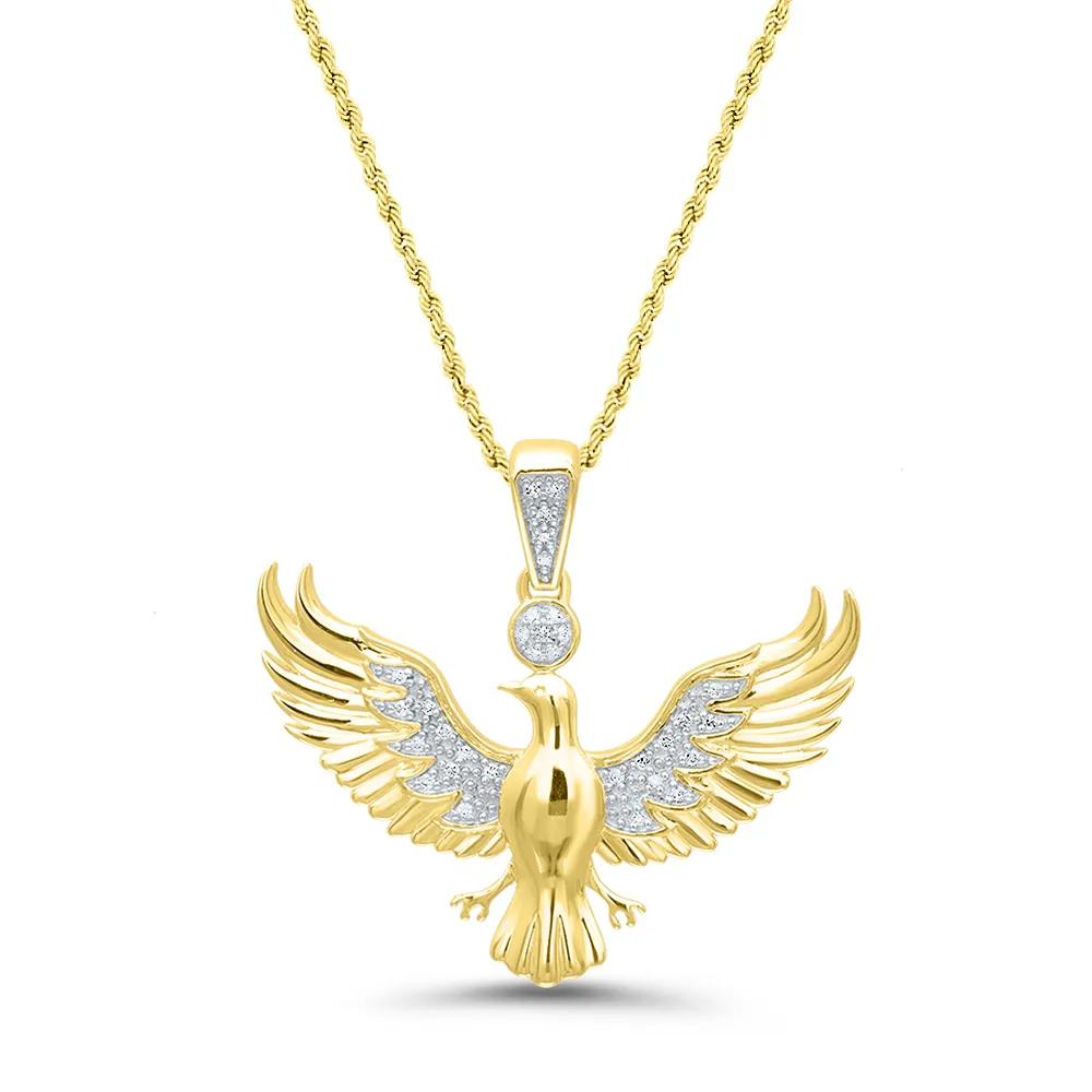 Eagle Pendant with Diamonds in 10K Yellow Gold