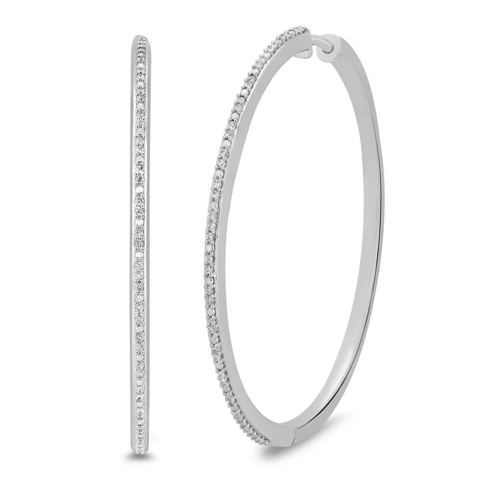 Faux Channel-Set Diamond Hoops in Sterling Silver