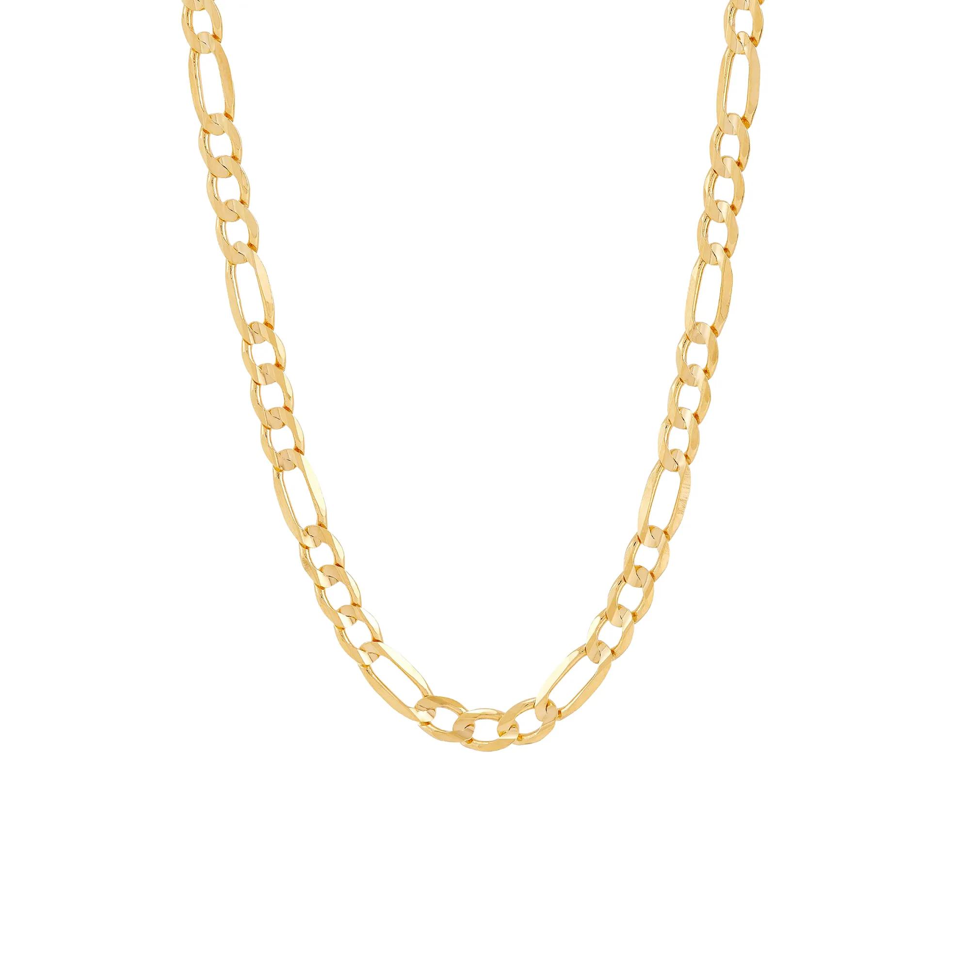 14K Yellow Gold Diamond Cut Figaro Chain - 22"