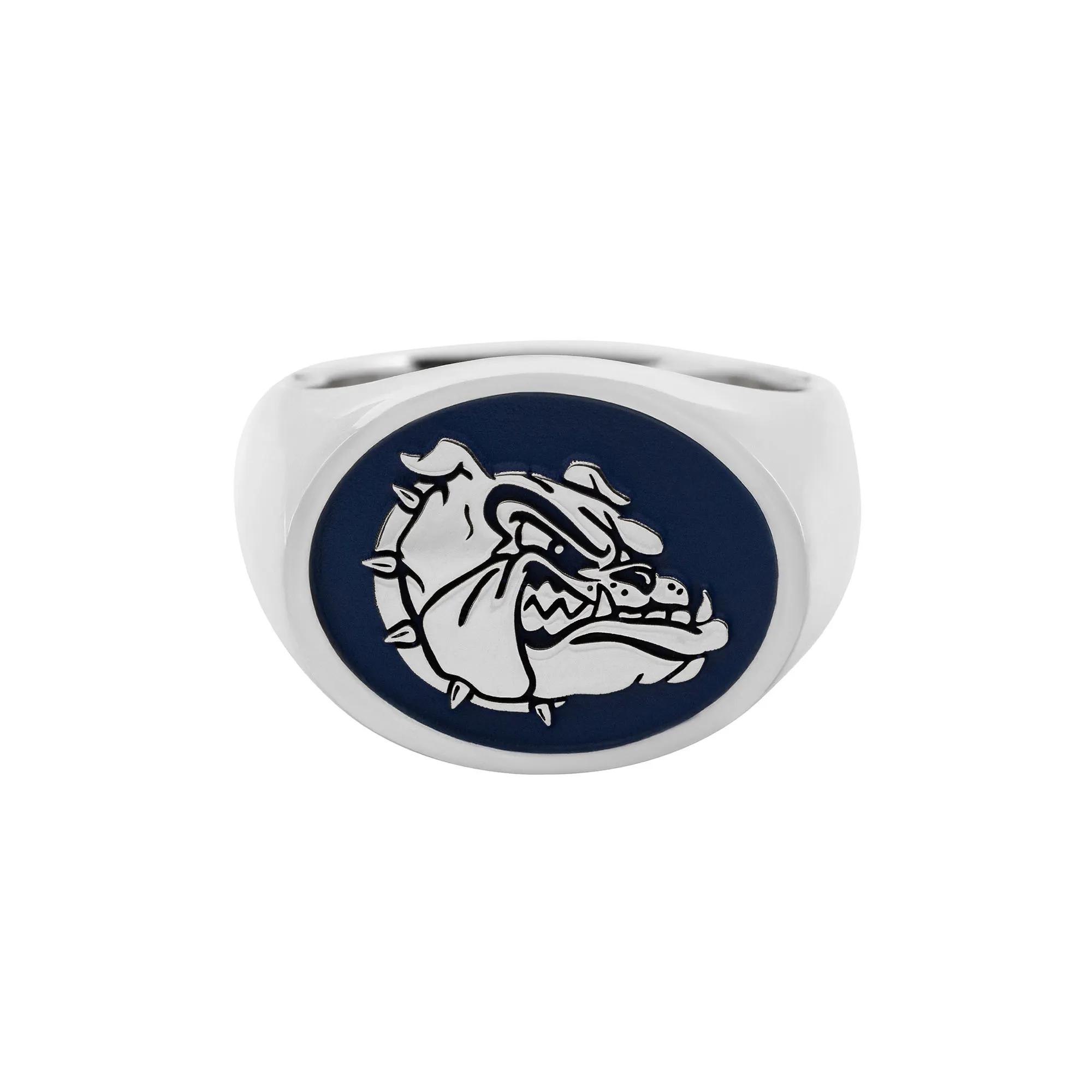 Lashbrook® Oval Gonzaga Bulldog Signet Ring in Palladium Silver
