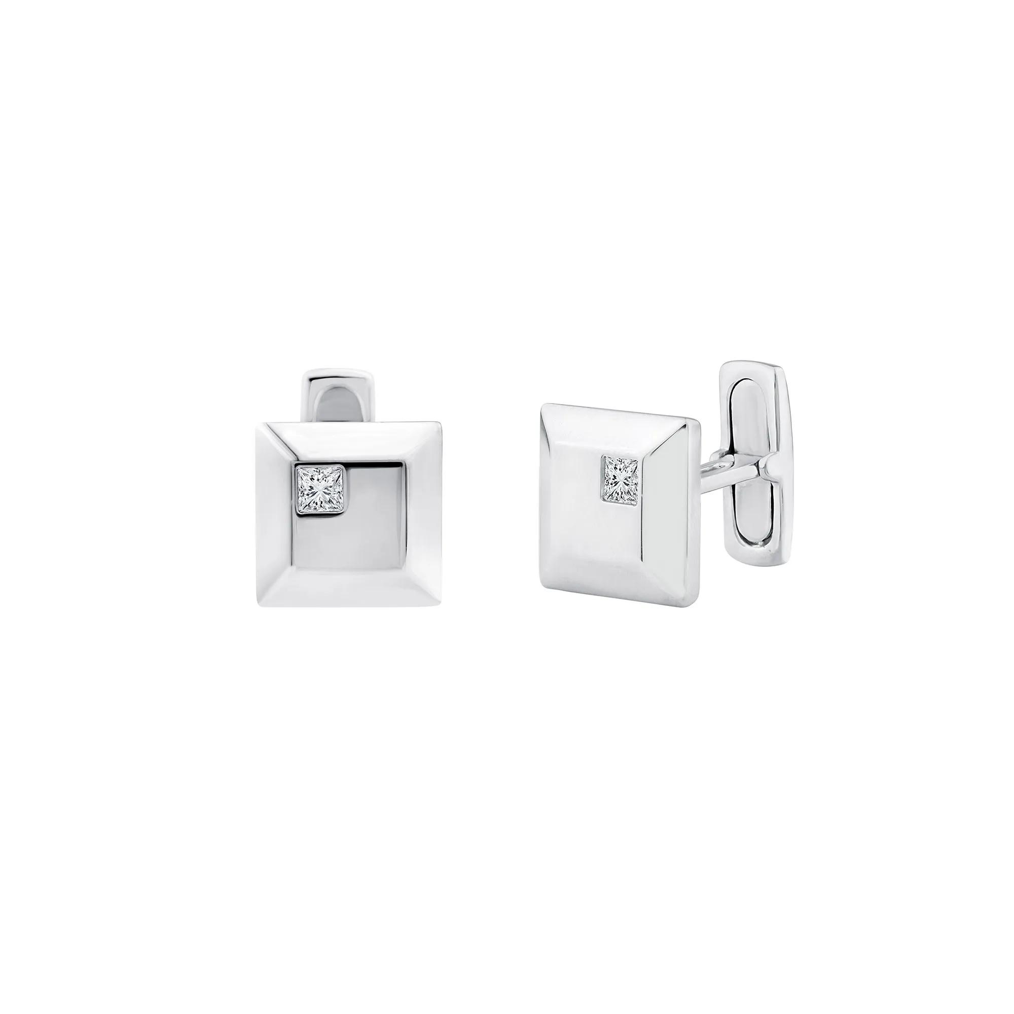 Men's Lab Grown Diamond Cufflinks in Sterling Silver