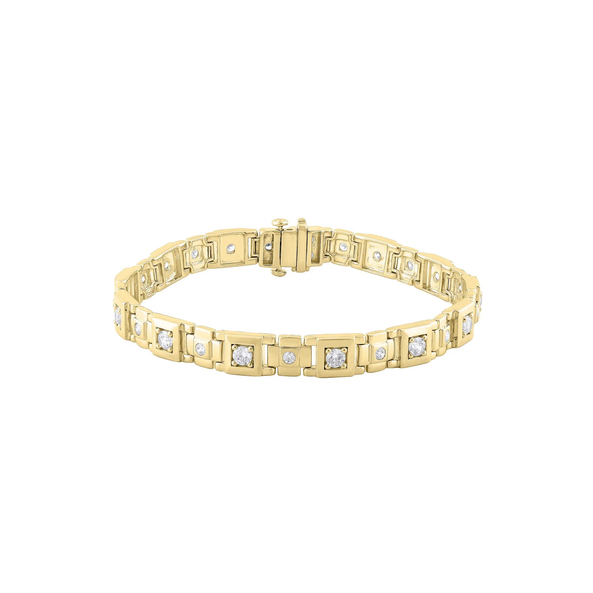 Men's Lab Grown Diamond Link Bracelet in 10K Yellow Gold