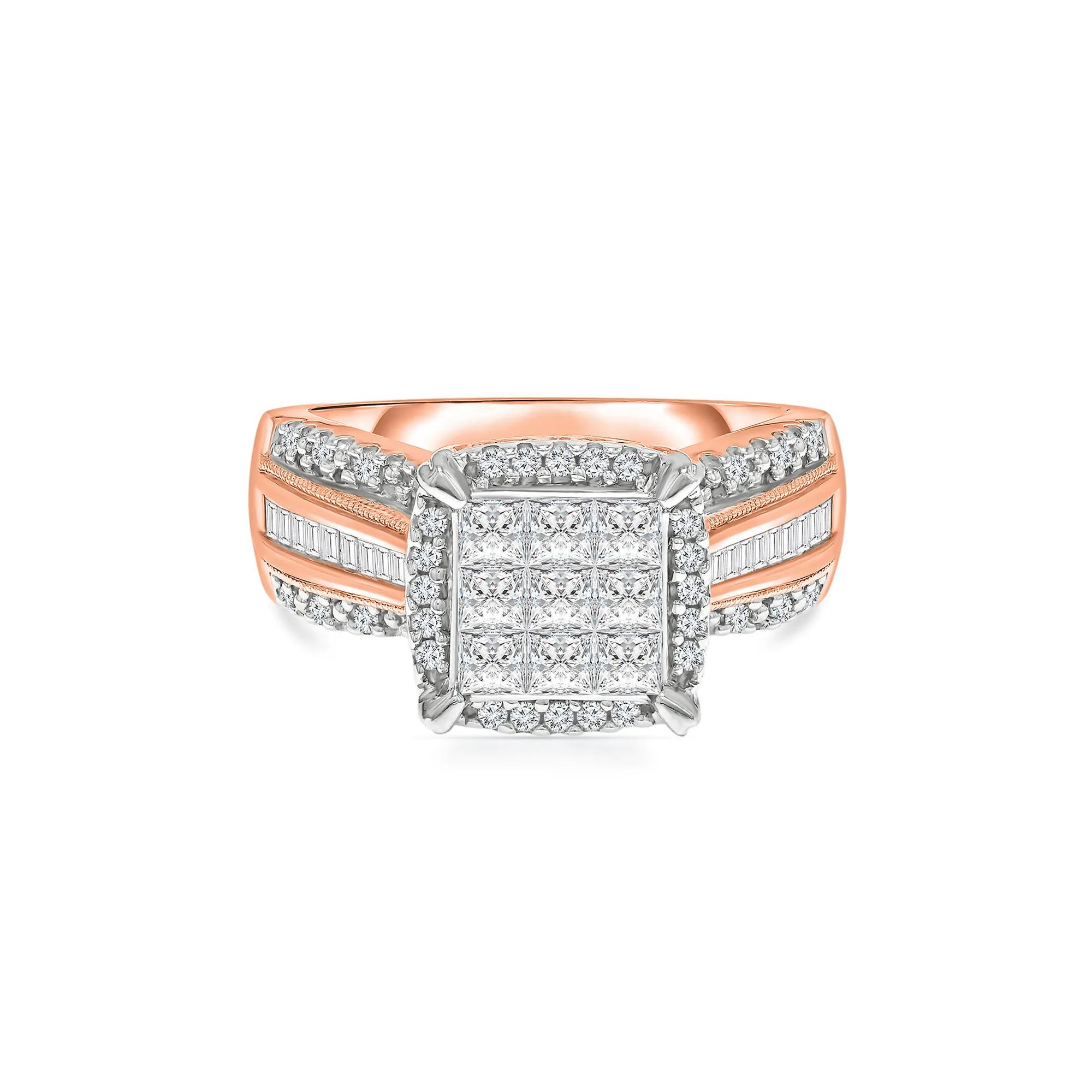 Composite Diamond Engagement Ring in 10K Rose Gold