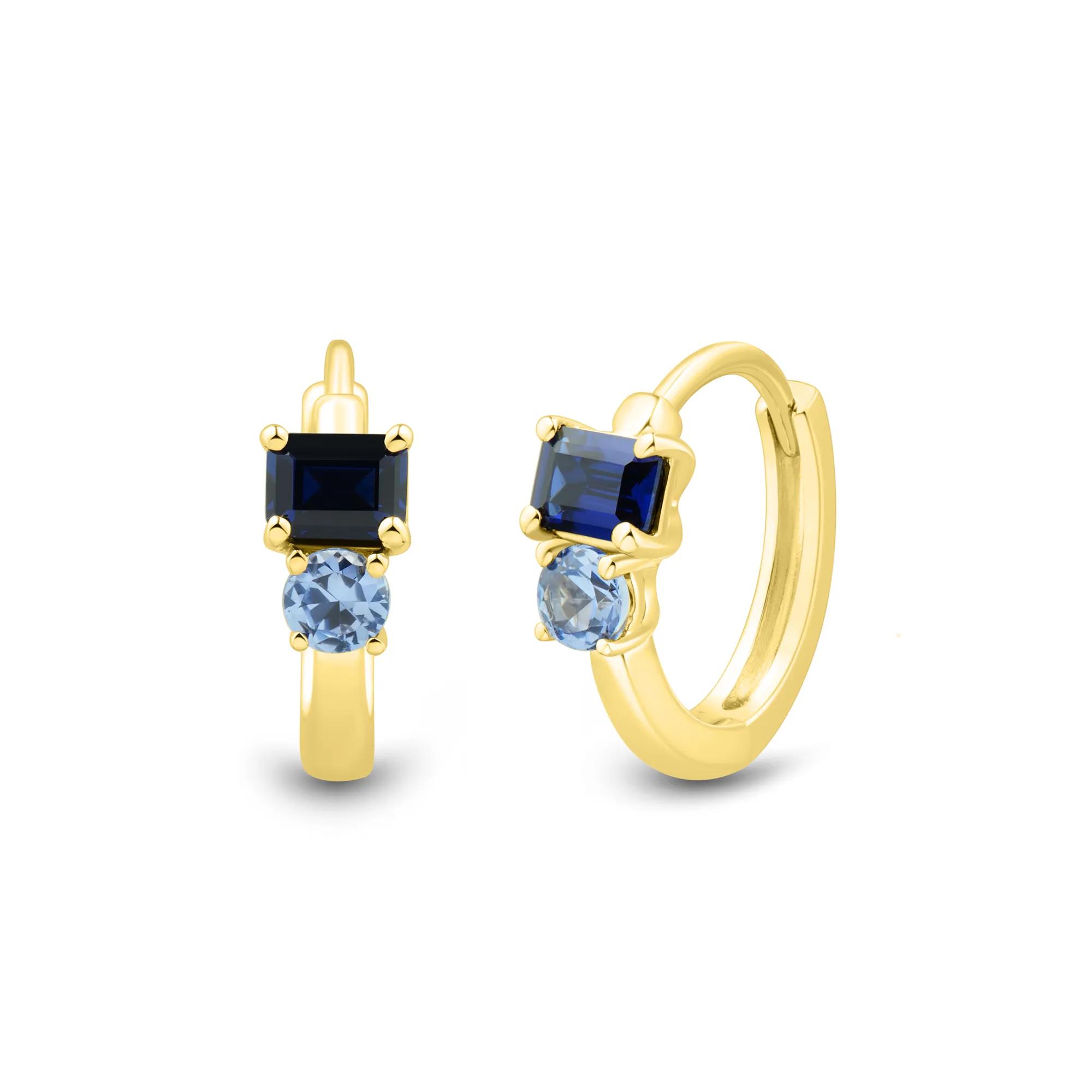 Scout & Lark Lab-Created Blue Sapphire Toi et Moi Two-Stone Hoop Earrings