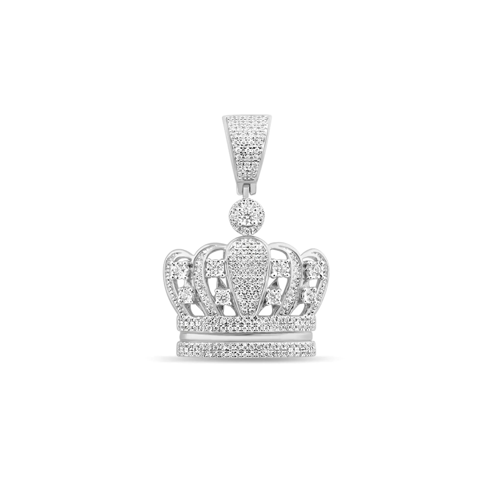 Crown Pendant with Diamonds in Sterling Silver