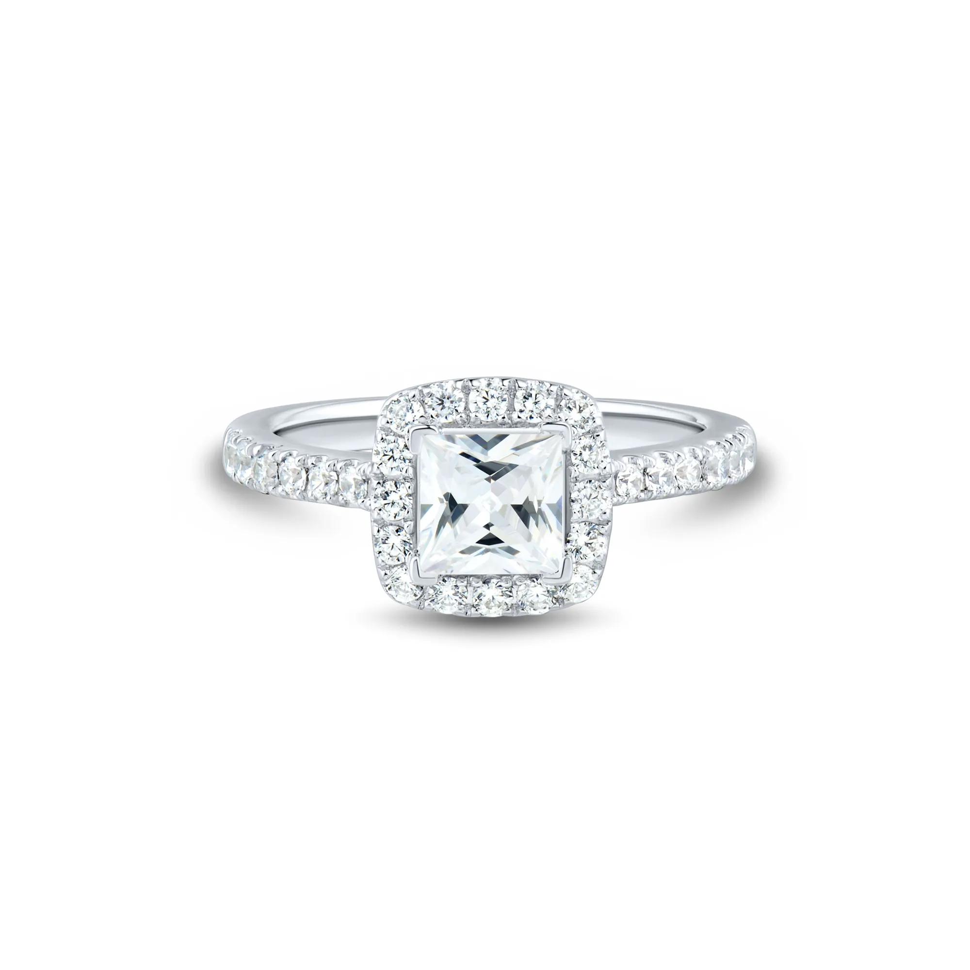 Helzberg Lab Grown Diamonds Lab Grown Diamond Princess-Cut Halo ...