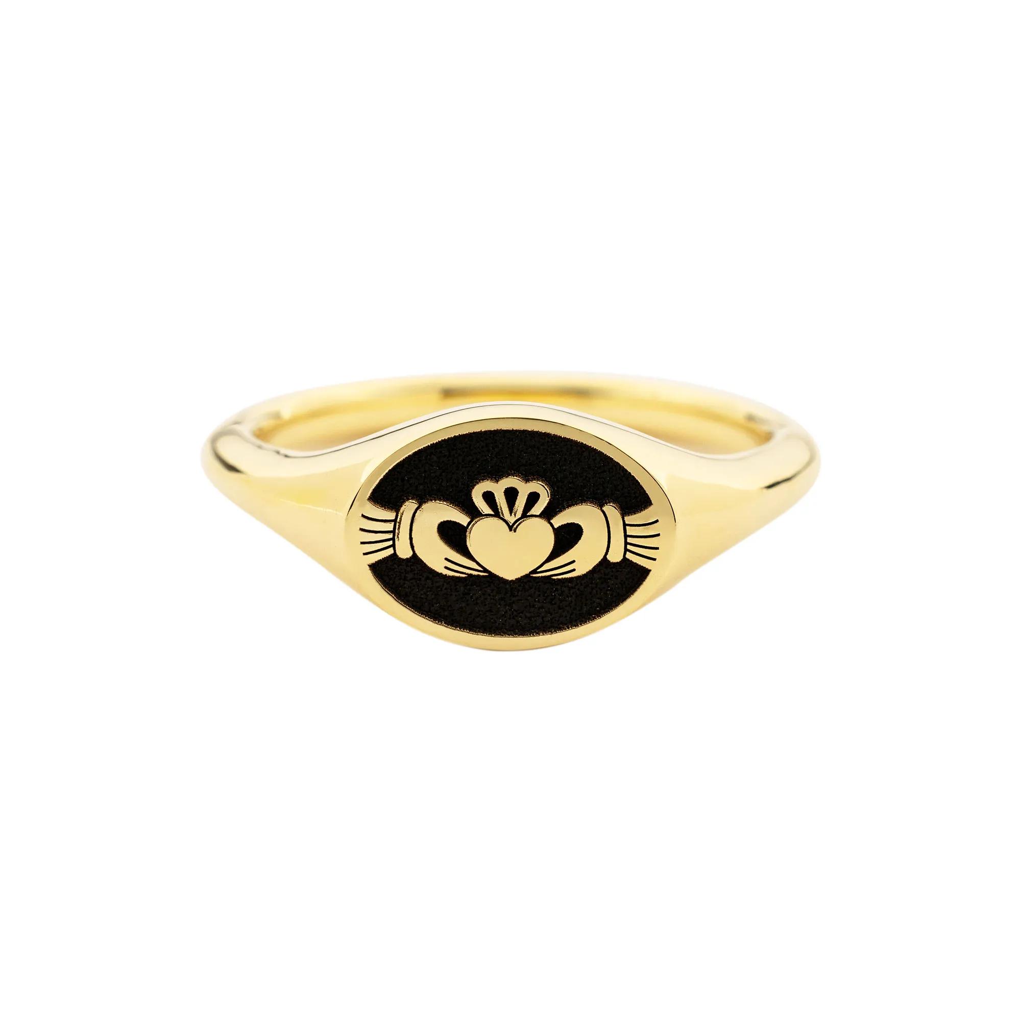 Claddagh Signet Ring in 14K Yellow Gold