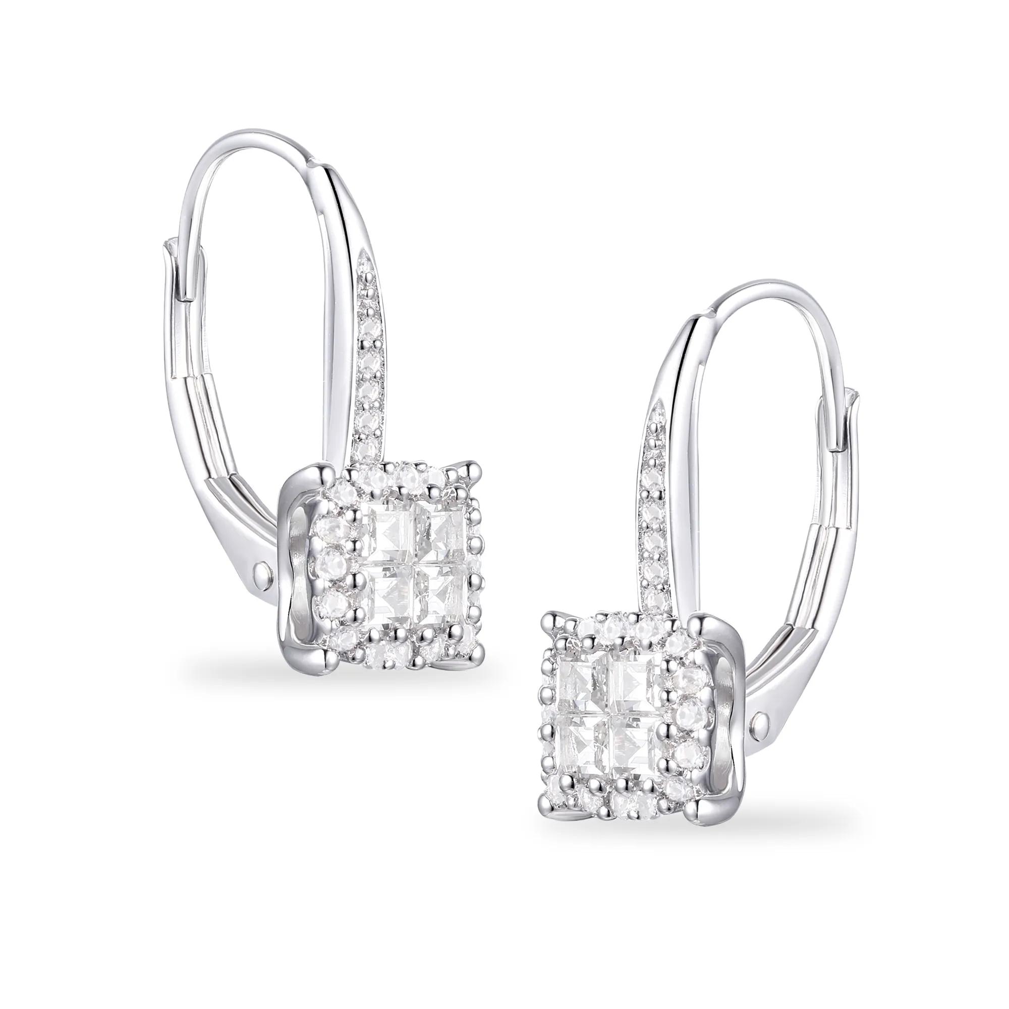 Princess-Cut Diamond Drop Earrings in 10K White Gold