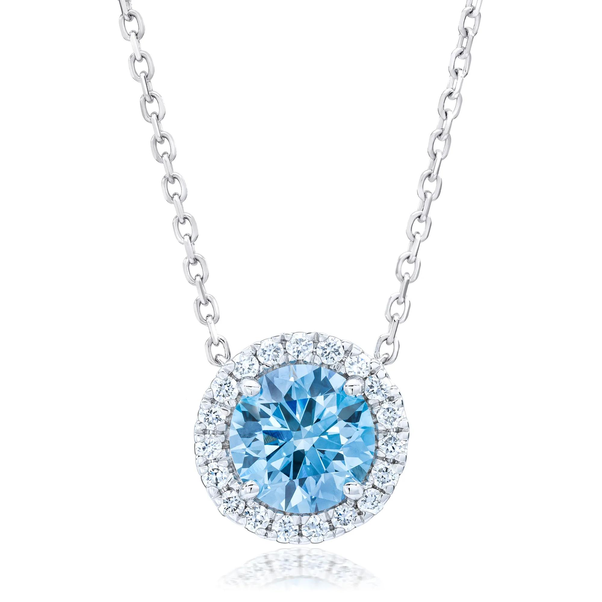 Lab Grown Diamond Fancy Blue Halo Pendant