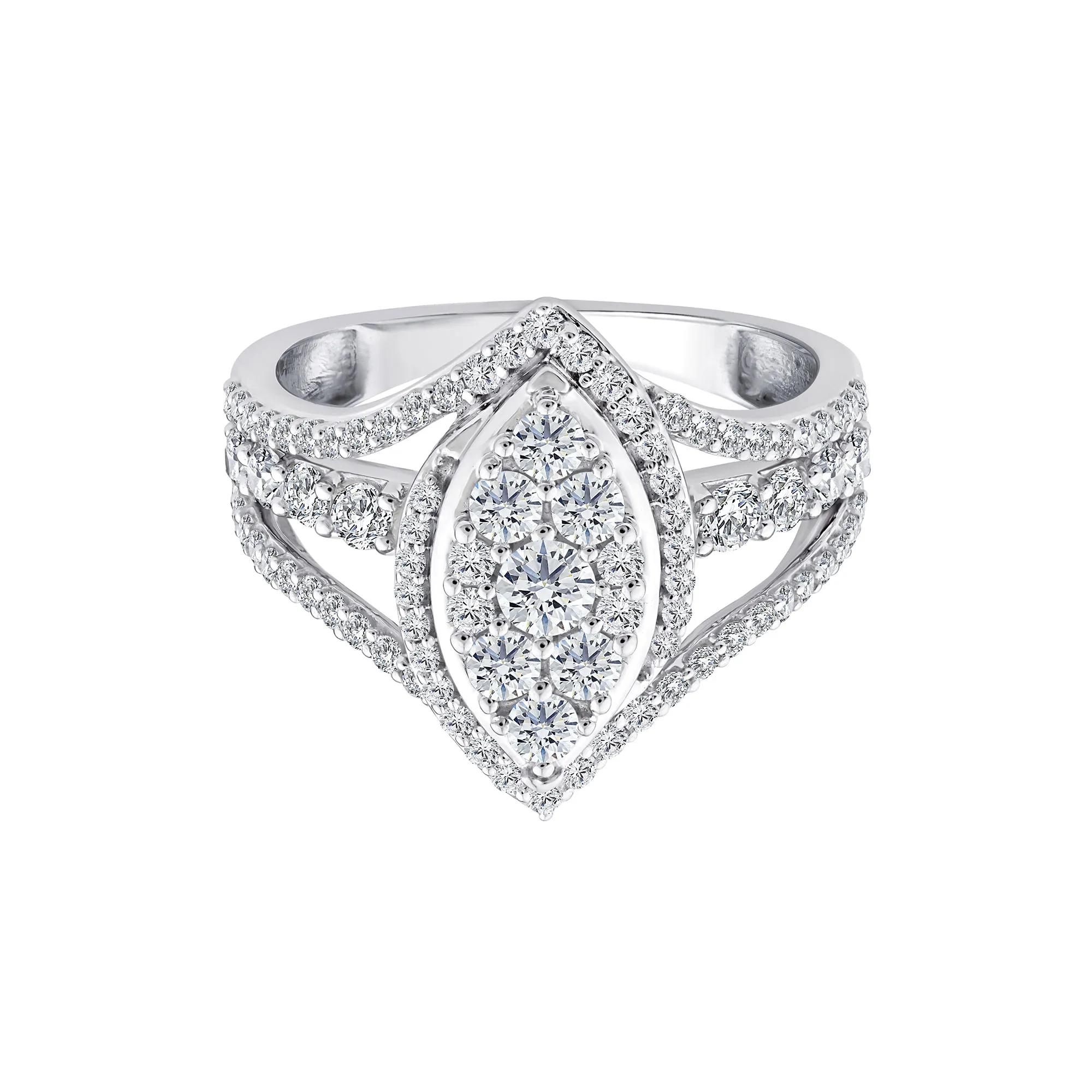 Gold Diamond Marquise Composite Engagement Ring