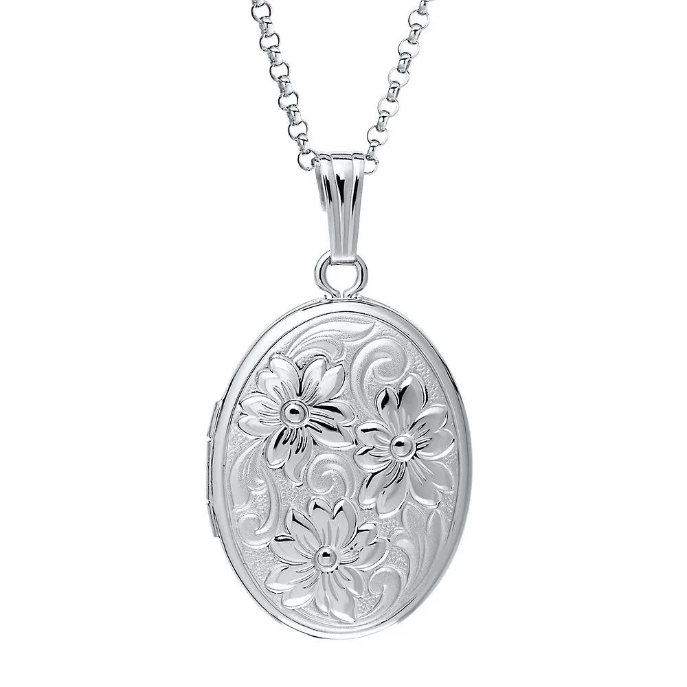 Embossed Oval Locket in Sterling Silver | Helzberg