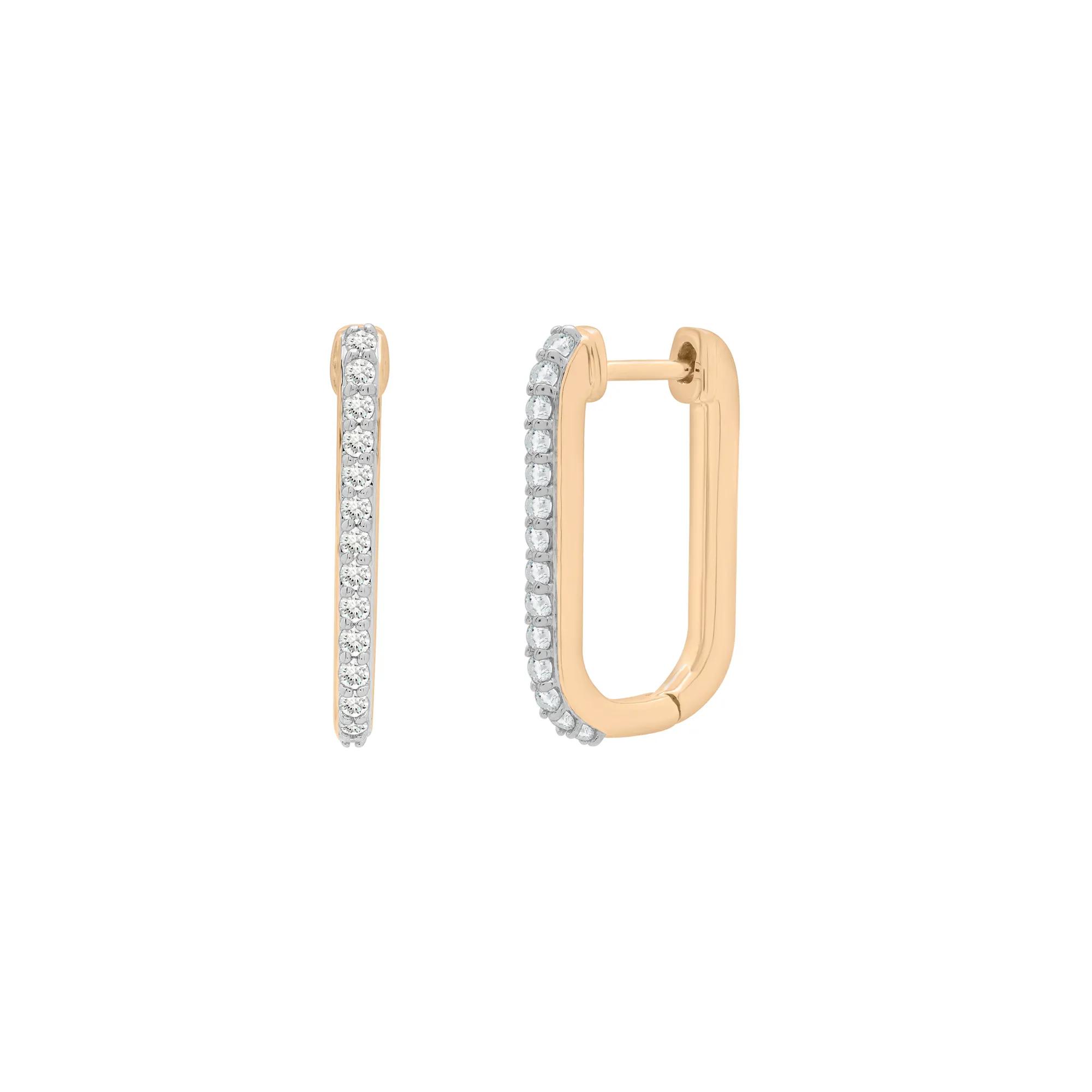 10K Yellow Gold Rectangle Hoops with Diamonds | Shop Now