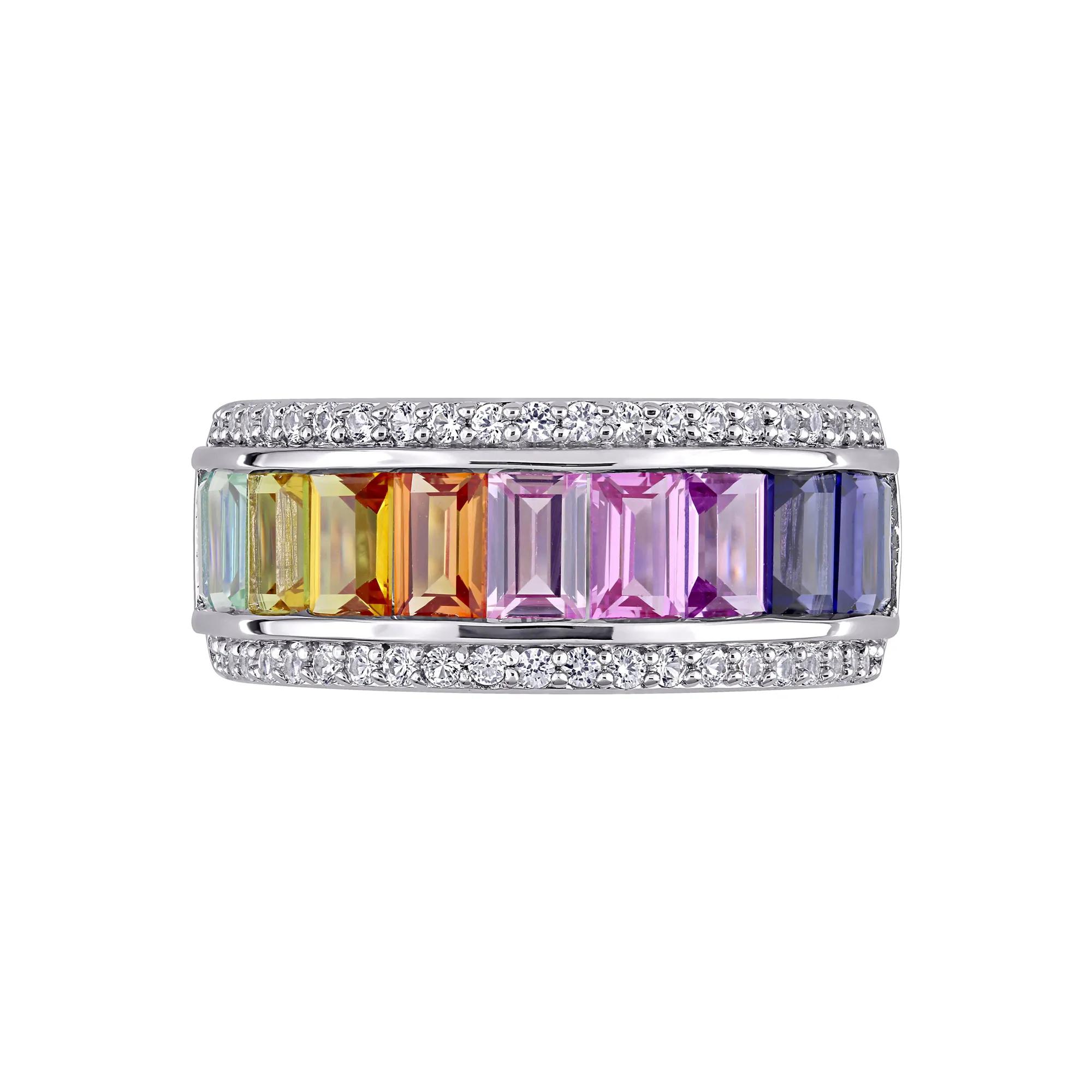 Lab Created Sapphire Spectrum Ring in Sterling Silver