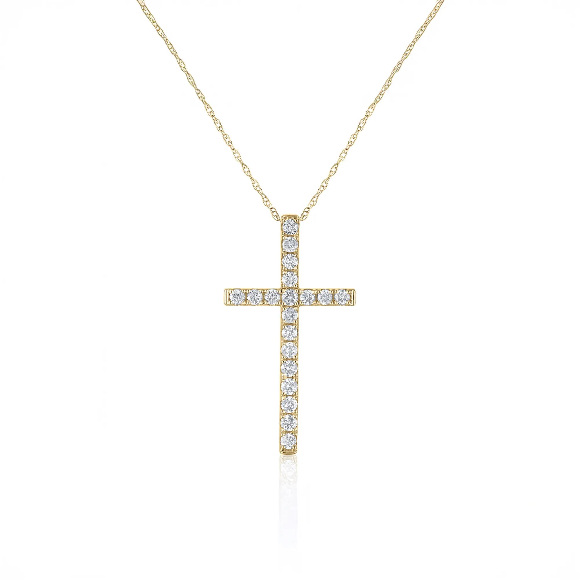 Diamond Cross Pendant in 14K Gold
