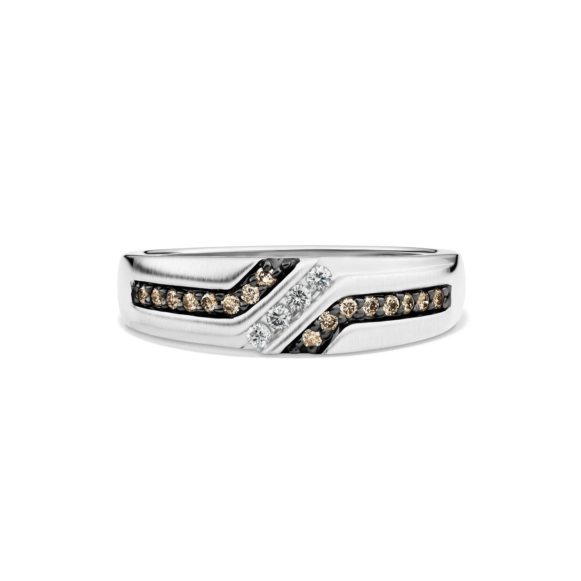 Men's Brown and White Diamond Ring in 10K Gold (1/4 ct. tw.)