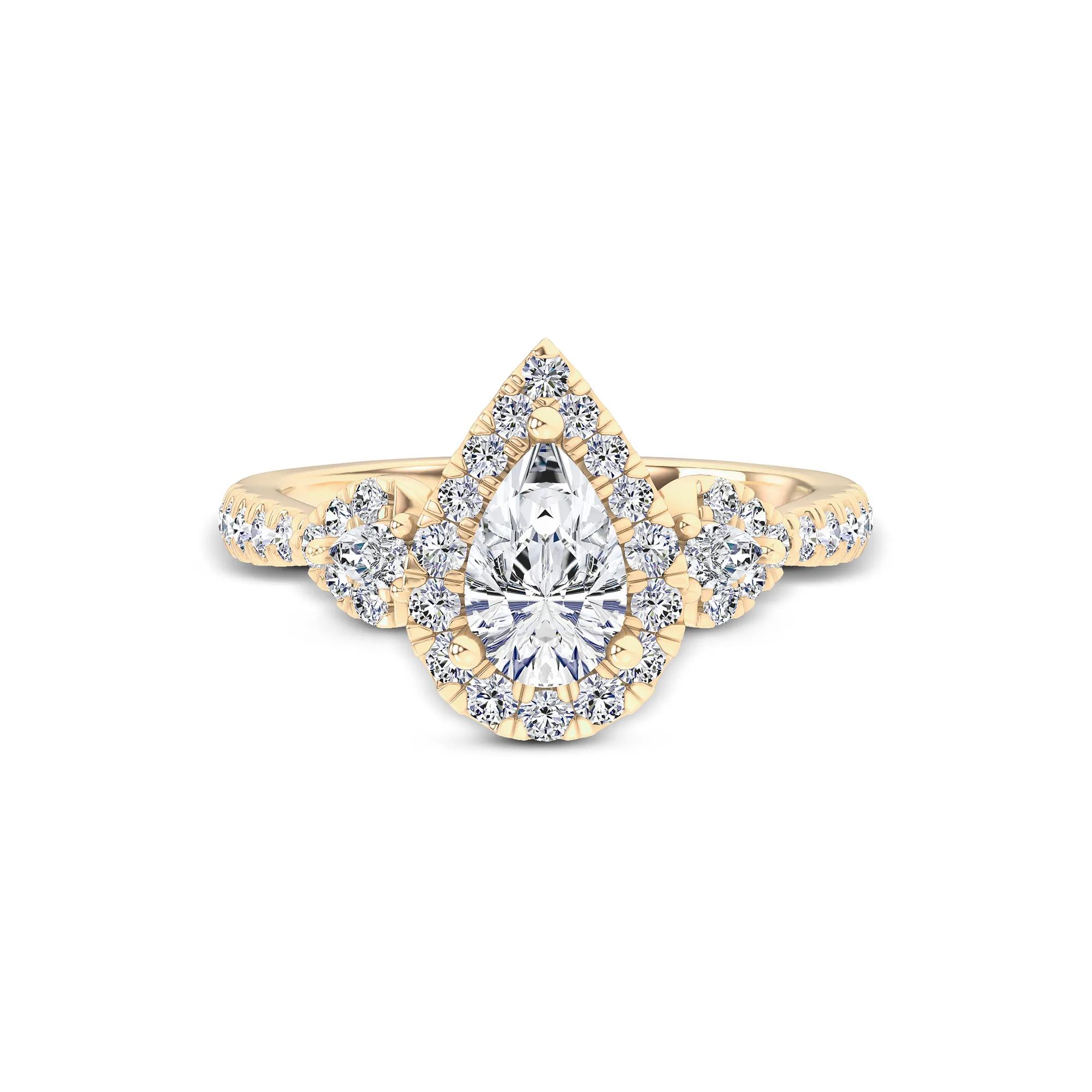 Helzberg Lab Grown Diamonds Pear Engagement Ring in 14KGold (1 ct. tw.)