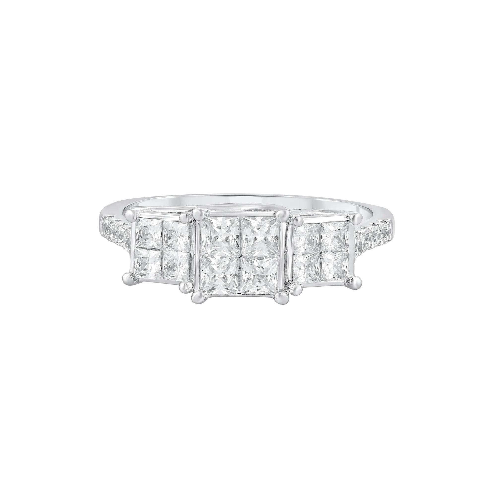 Diamond Princess-Cut Composite Ring in 10K White Gold