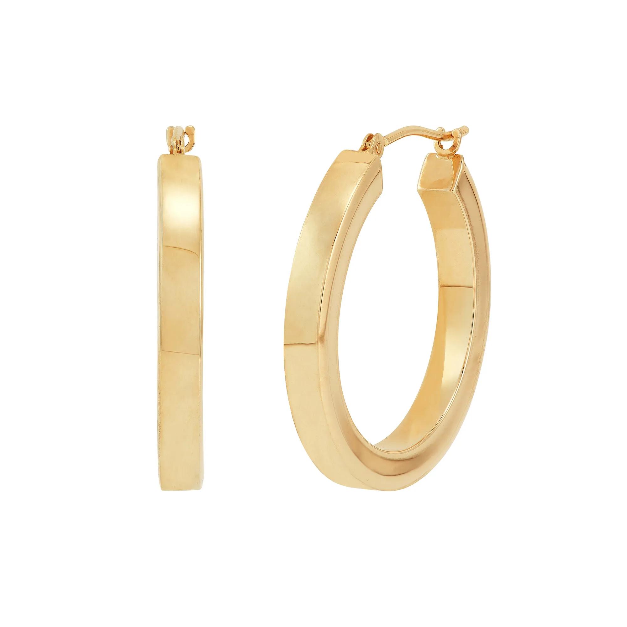Polished Square Tube Hoops in 14K Gold