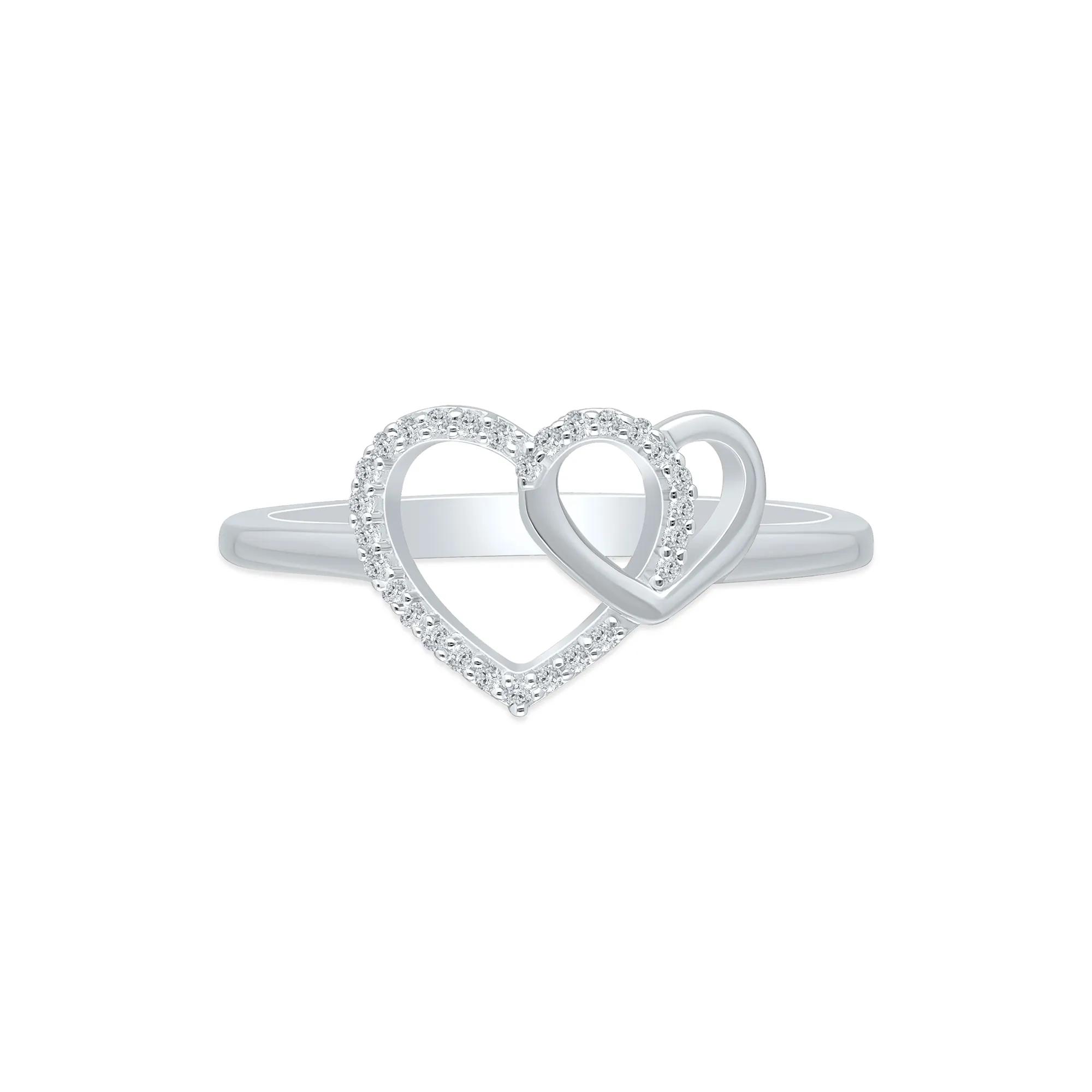Diamond Interlocking Heart Ring in Sterling Silver (1/10 ct. tw.)