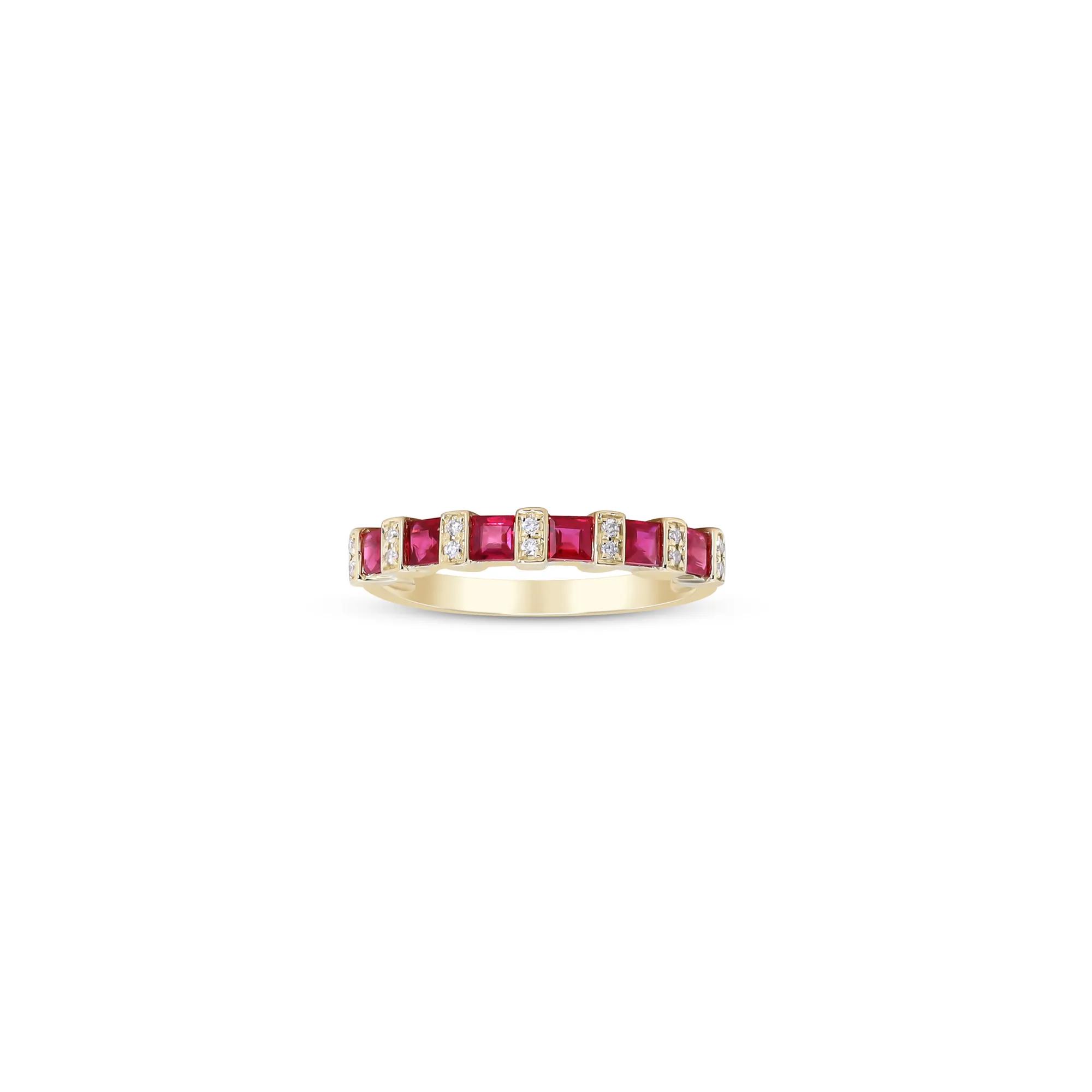 Princess-Cut Ruby and Diamond Accent Ring