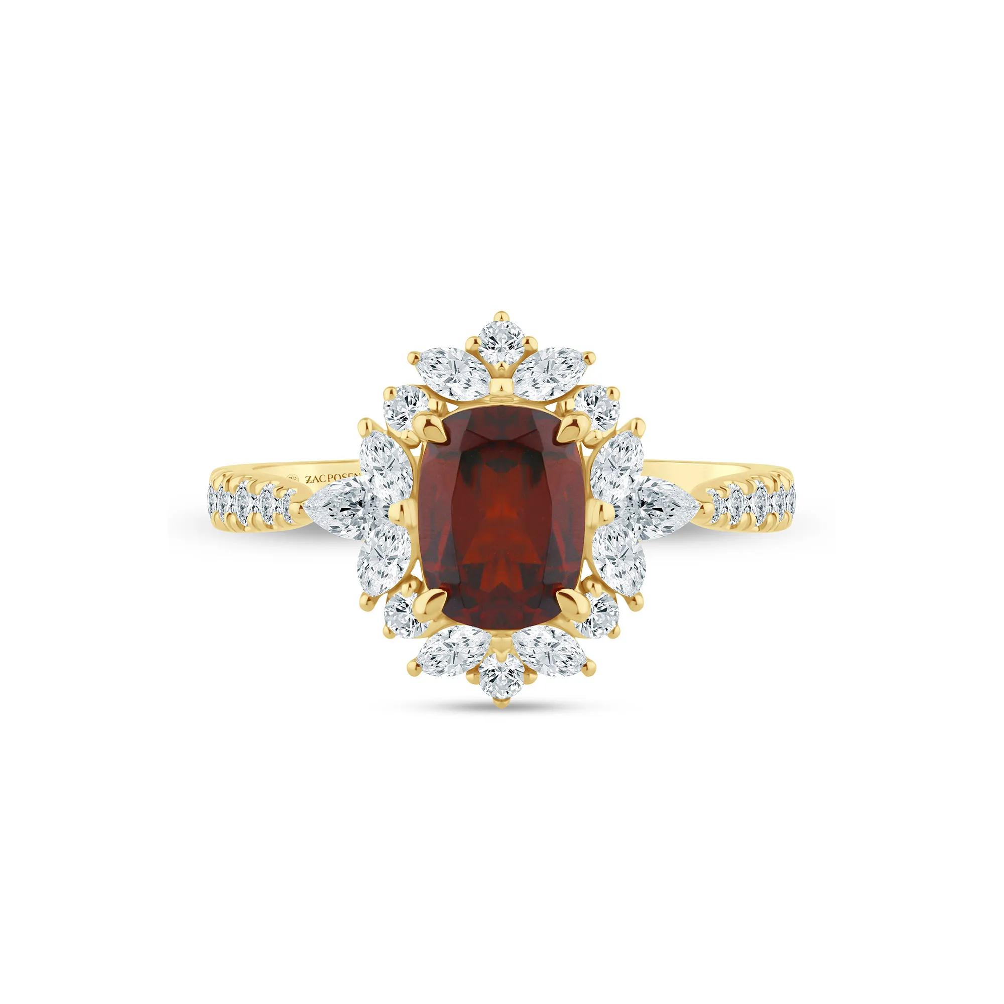 Zac Posen Willa Garnet and Diamond Halo Engagement Ring